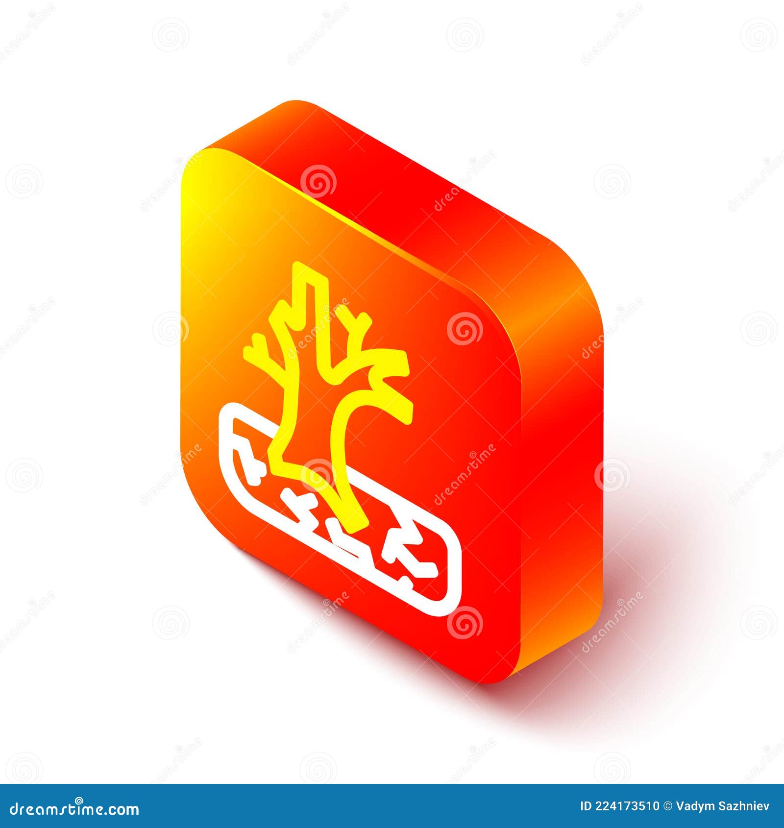 Isometric Line Withered Tree Icon Isolated on White Background. Bare ...