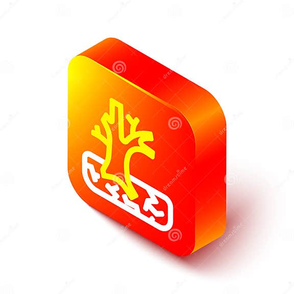 Isometric Line Withered Tree Icon Isolated on White Background. Bare ...
