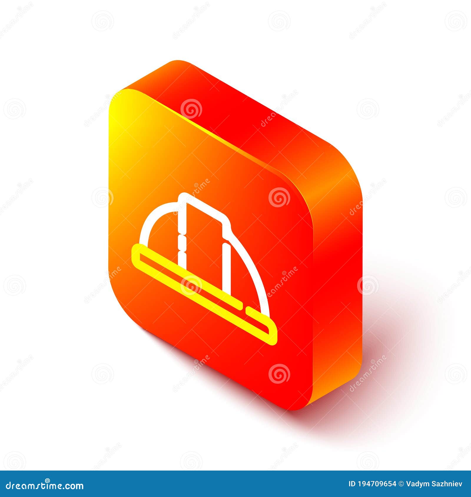 Isometric Line Worker Safety Helmet Icon Isolated on White Background ...