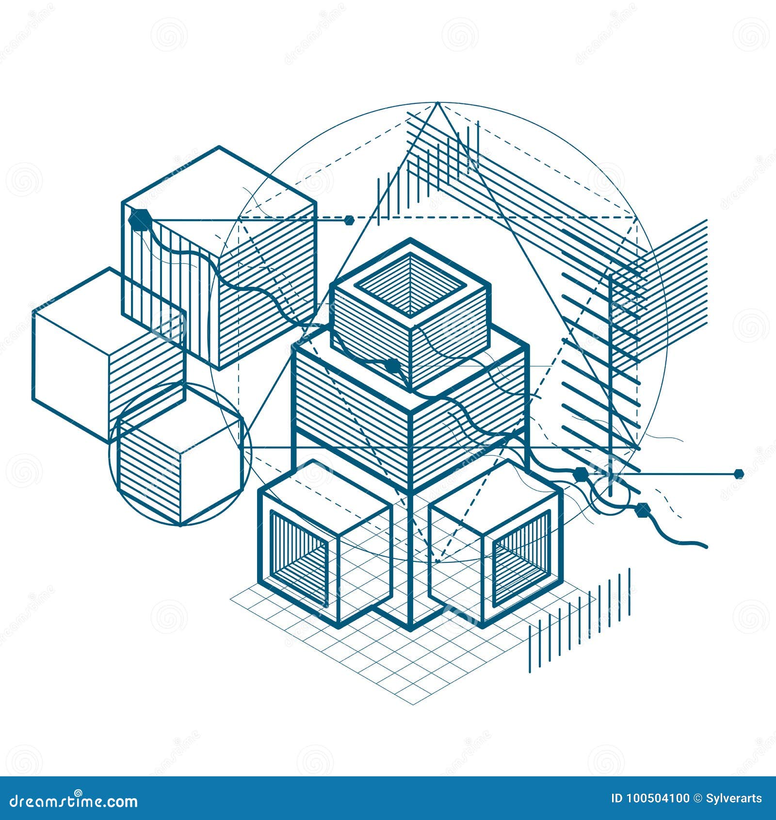 Isometric Linear Abstract Vector Background, Lined Abstraction. Stock ...