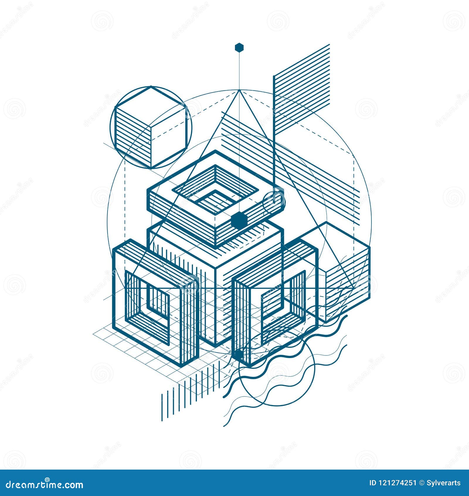 Isometric Linear Abstract Vector Background, Lined Abstraction. Stock ...