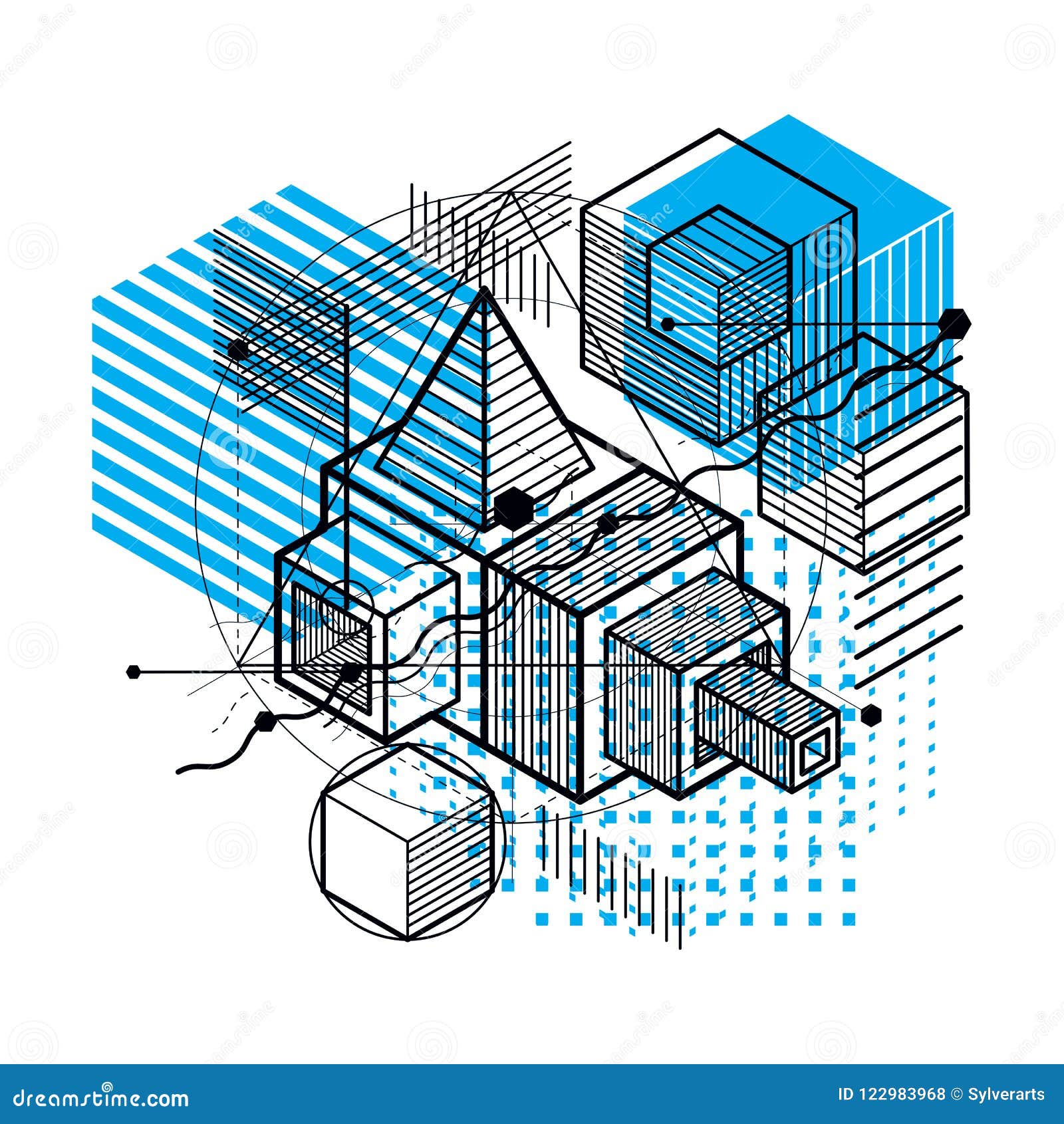 Isometric Linear Abstract Vector Background, Lined Abstraction. Stock ...
