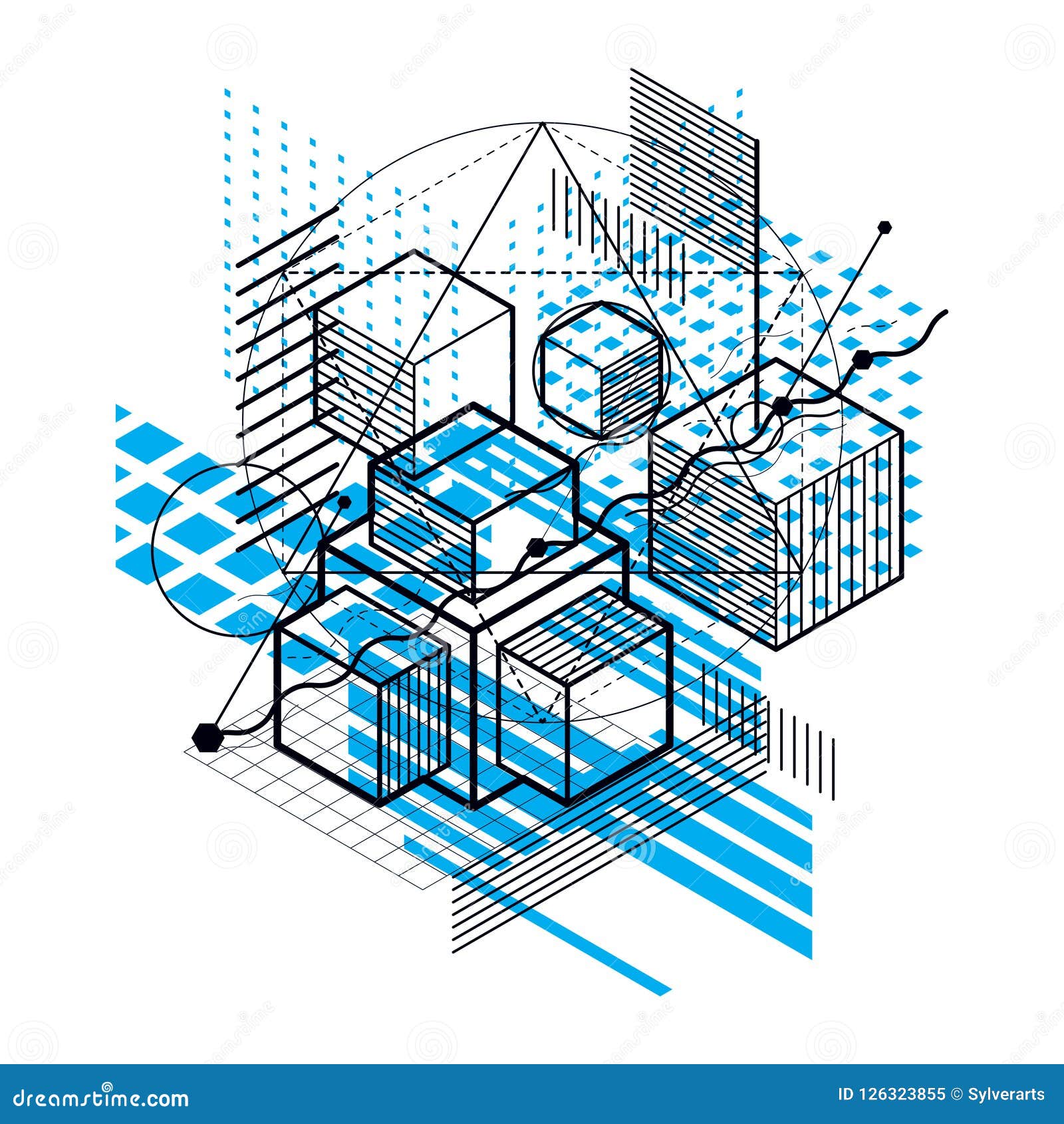 Isometric Linear Abstract Vector Background, Lined Abstraction. Stock ...