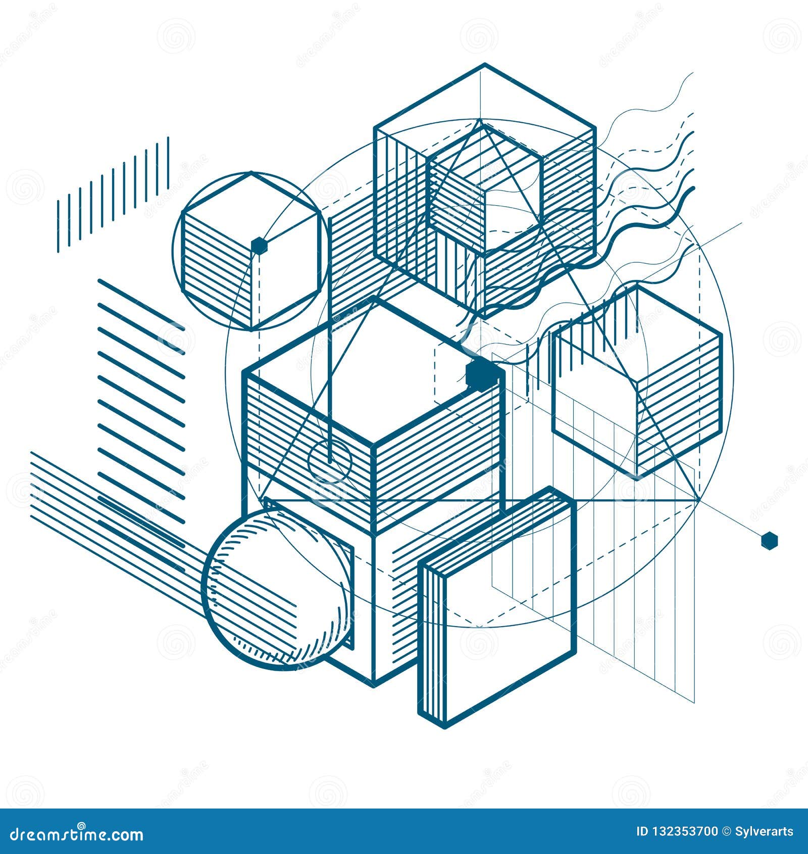 Isometric Linear Abstract Vector Background, Lined Abstraction Stock ...