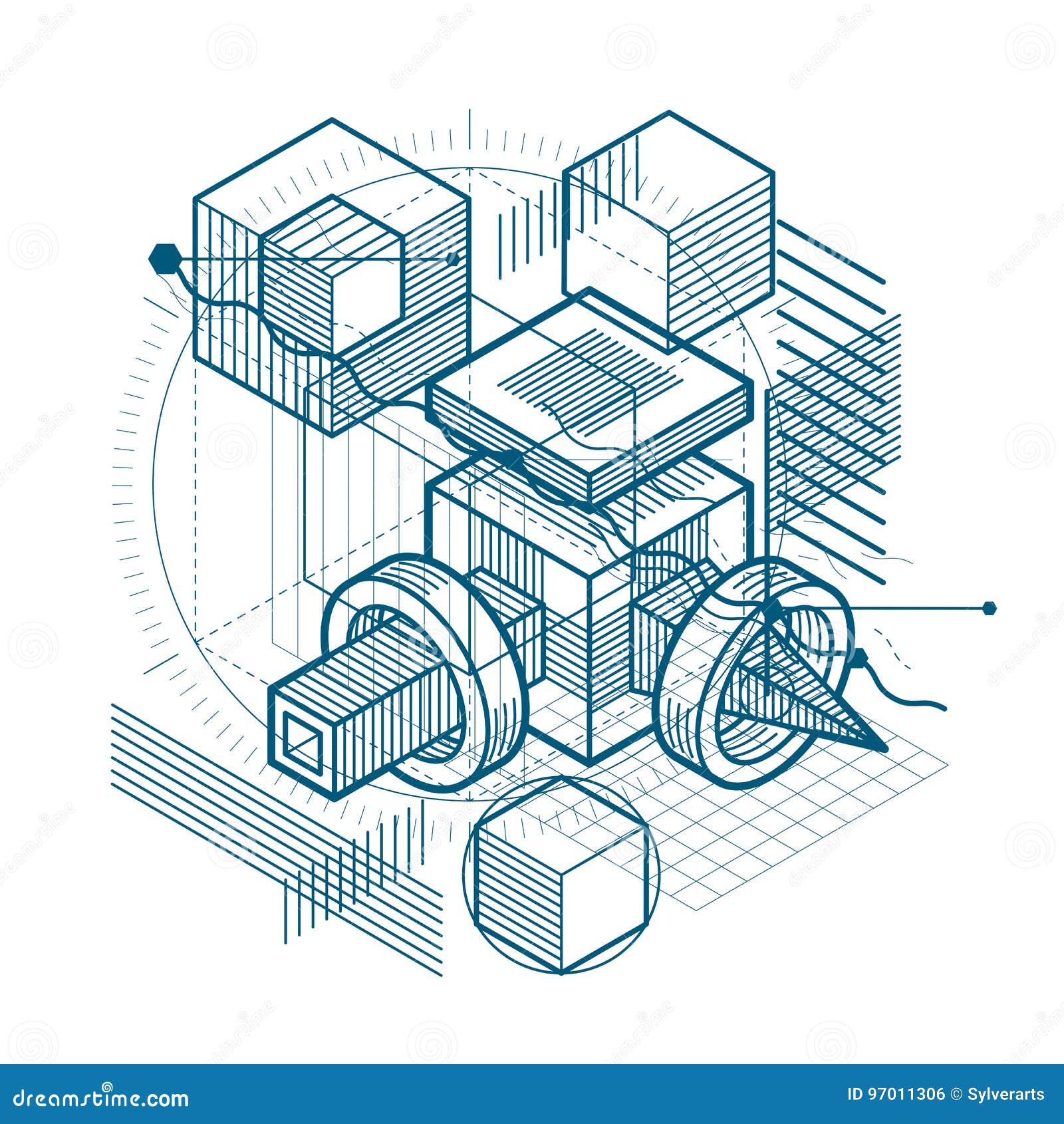 Isometric Linear Abstract Vector Background, Lined Abstraction. Stock ...