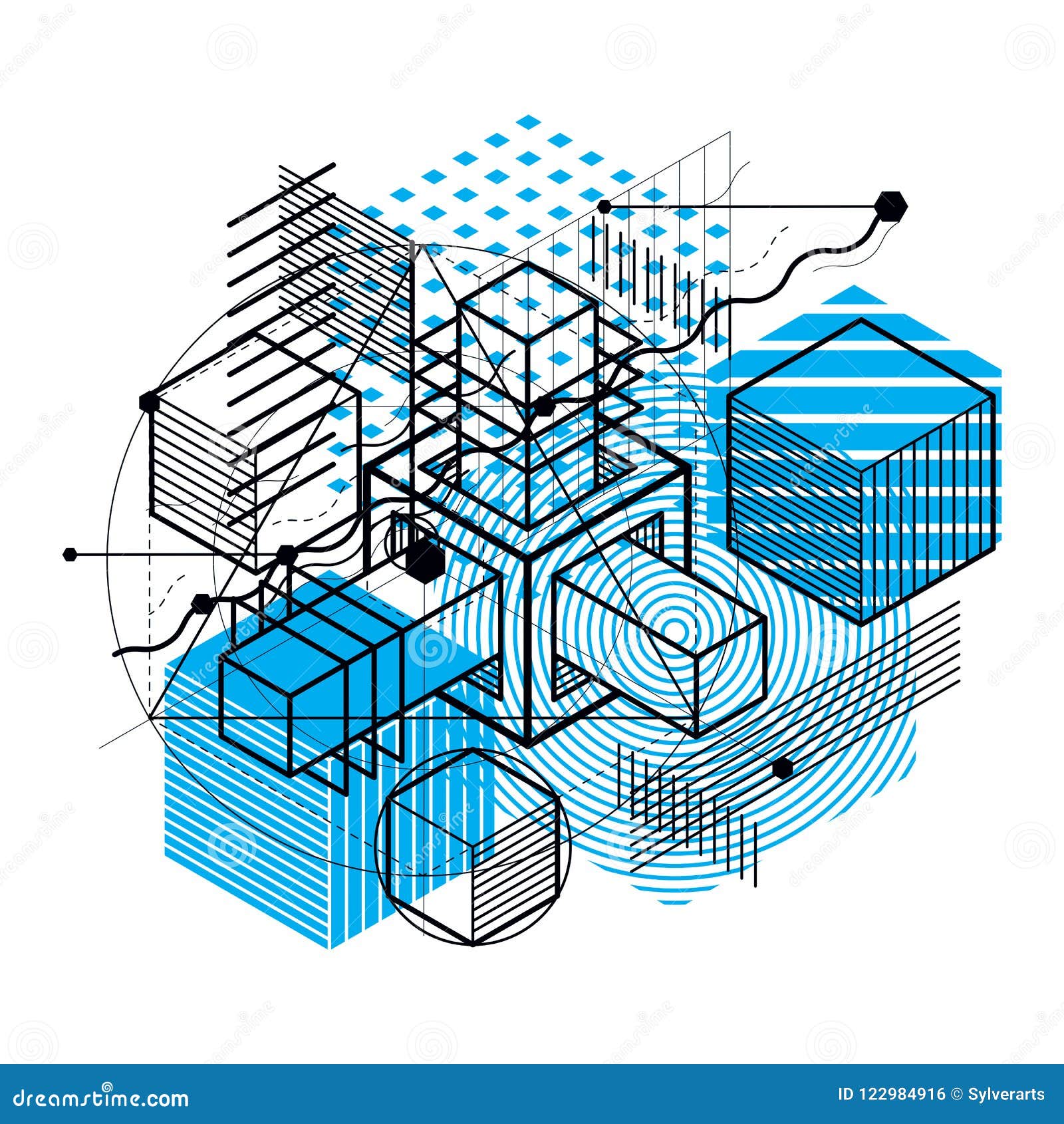 Isometric Linear Abstract Vector Background, Lined Abstraction. Stock ...