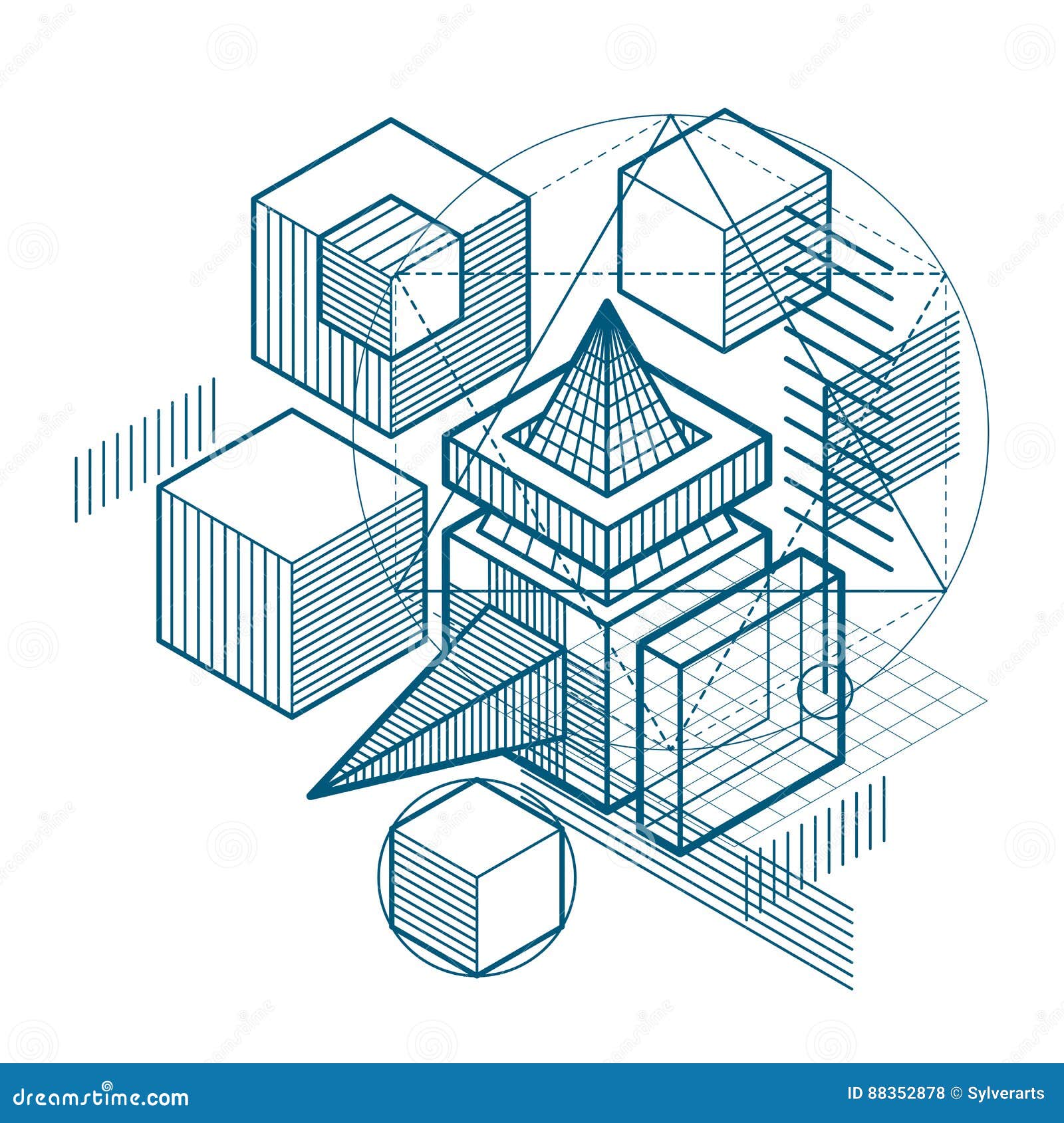 Isometric Linear Abstract Vector Background, Lined Abstraction. Stock ...