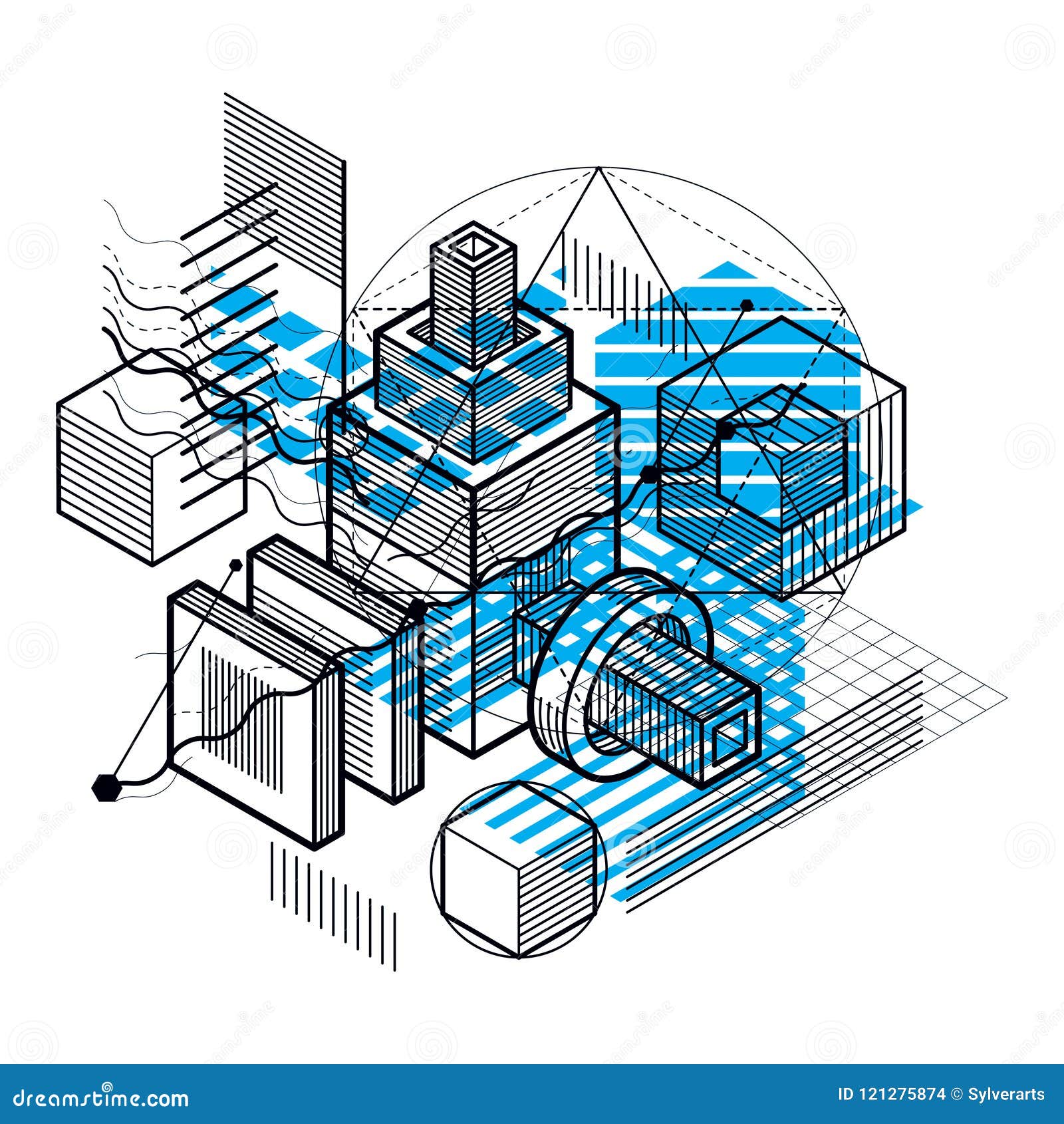 Isometric Linear Abstract Vector Background, Lined Abstraction. Stock ...