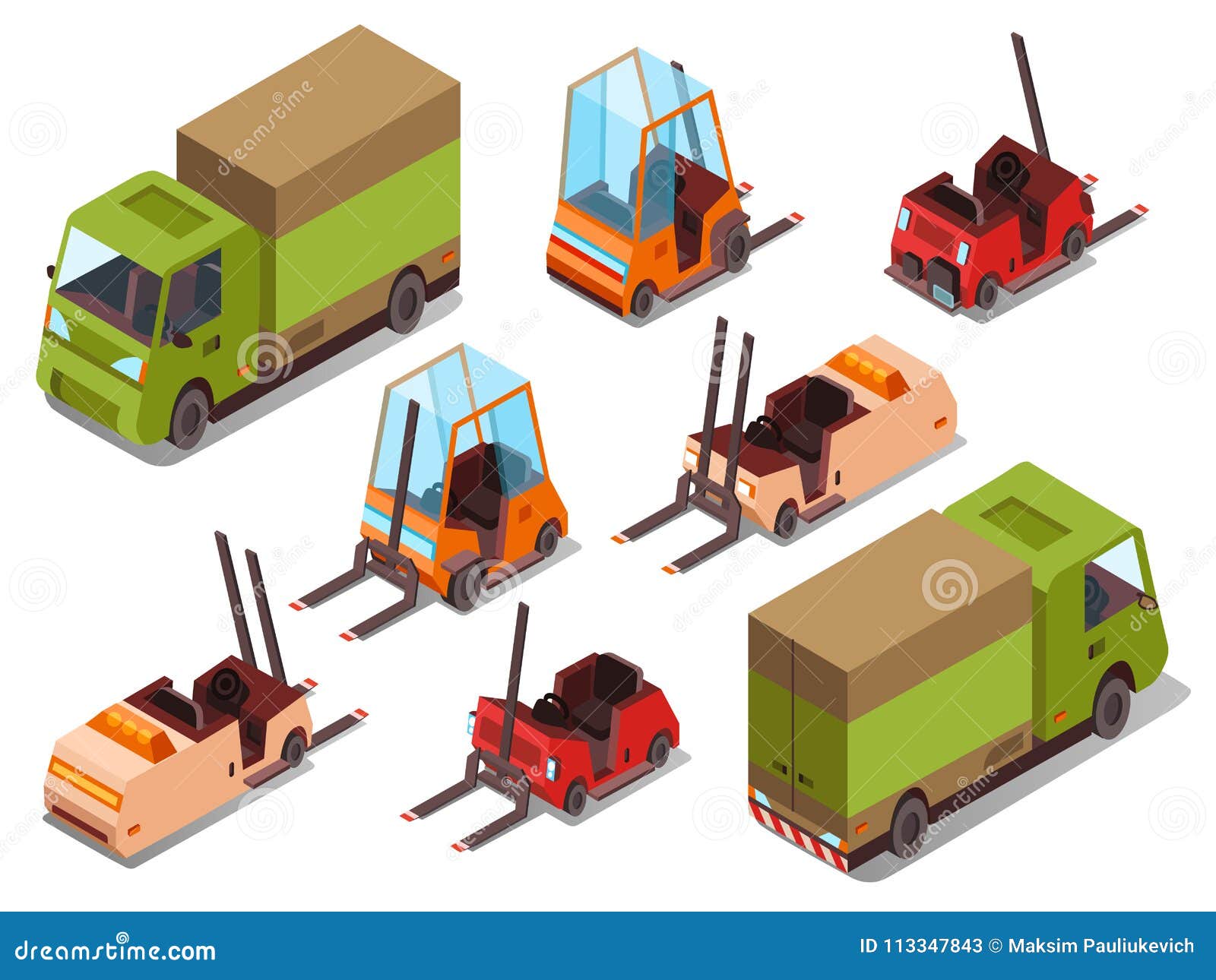 Isometric Loader Trucks Vector Illustration Stock Vector - Illustration ...