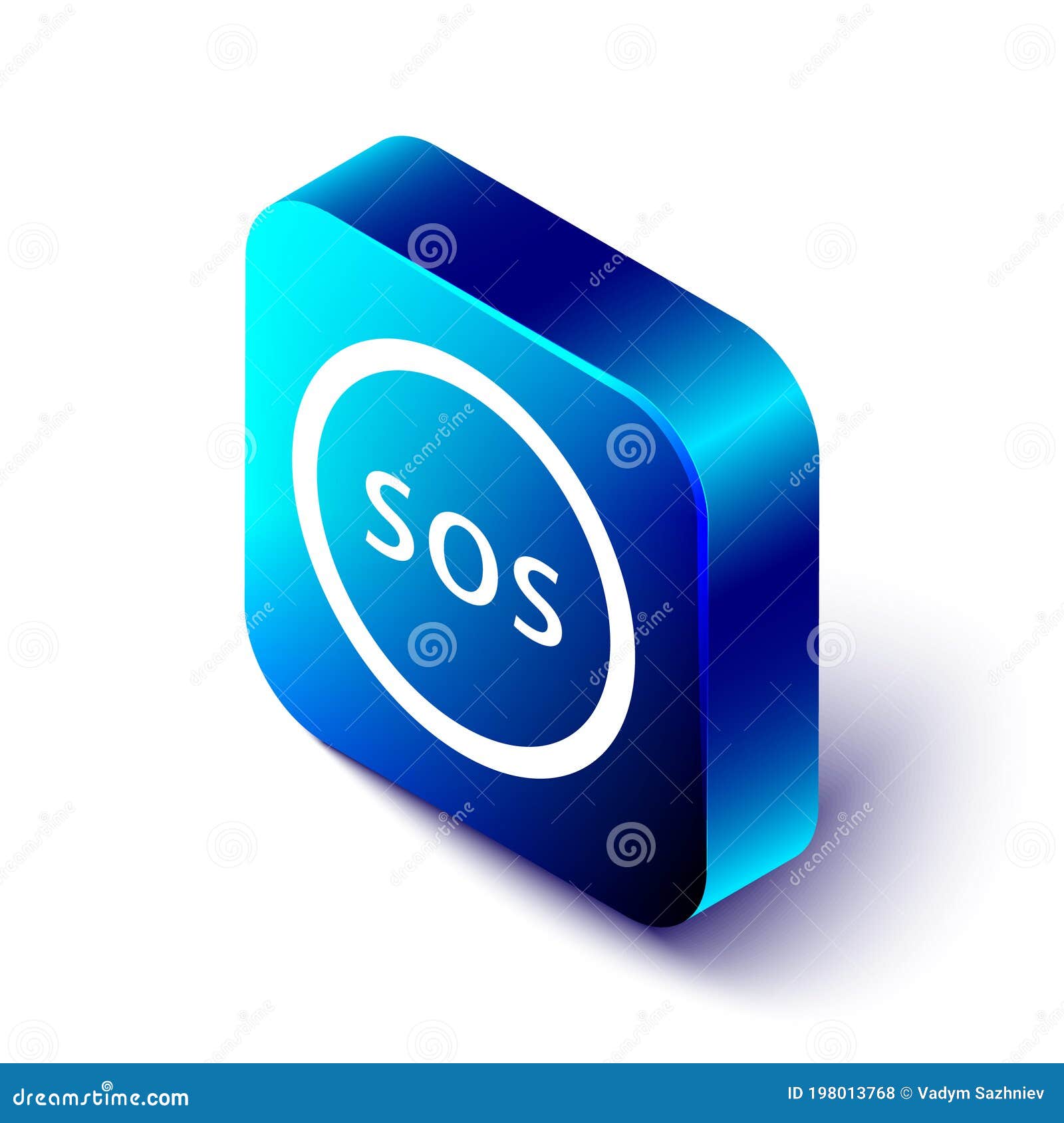 Isometric Location with SOS Icon Isolated on White Background. SOS Call ...