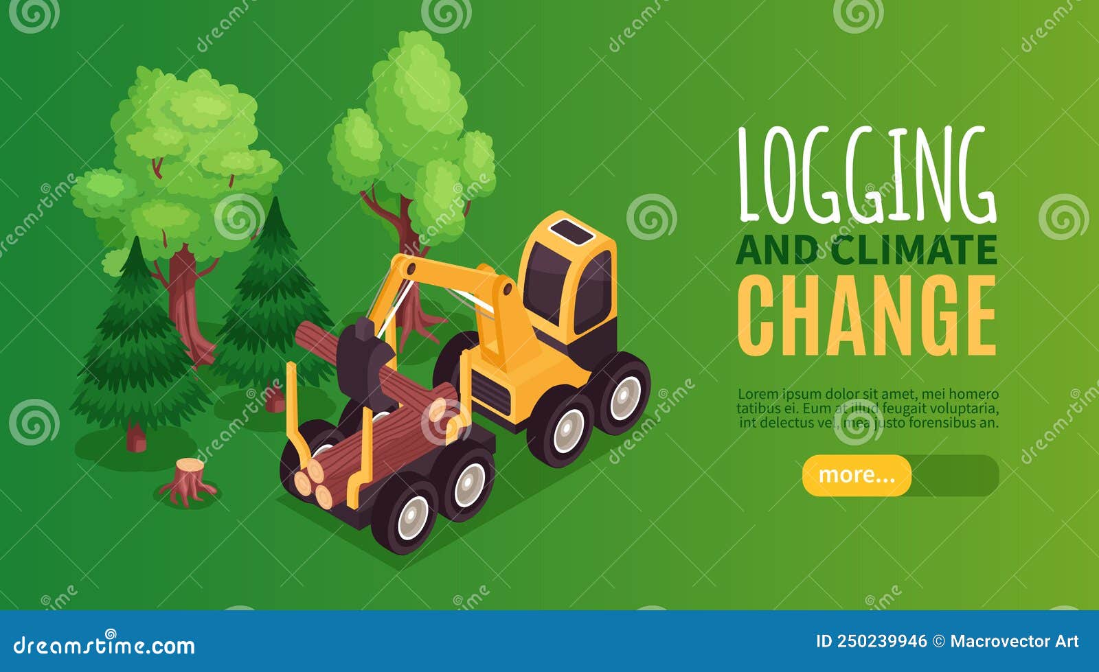Isometric Logging Horizontal Banner Stock Vector - Illustration of ...