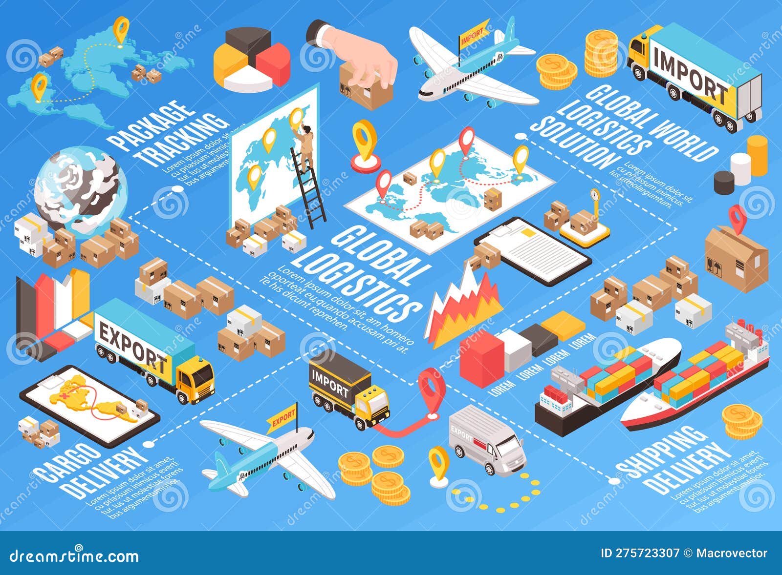 Isometric Export Import Infographics Royalty-Free Illustration ...