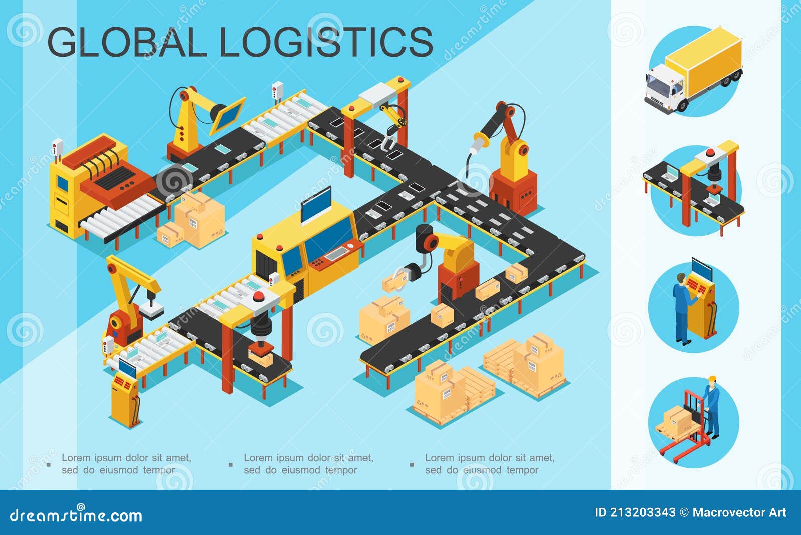 Isometric Logistics and Warehouse Concept Stock Vector - Illustration ...