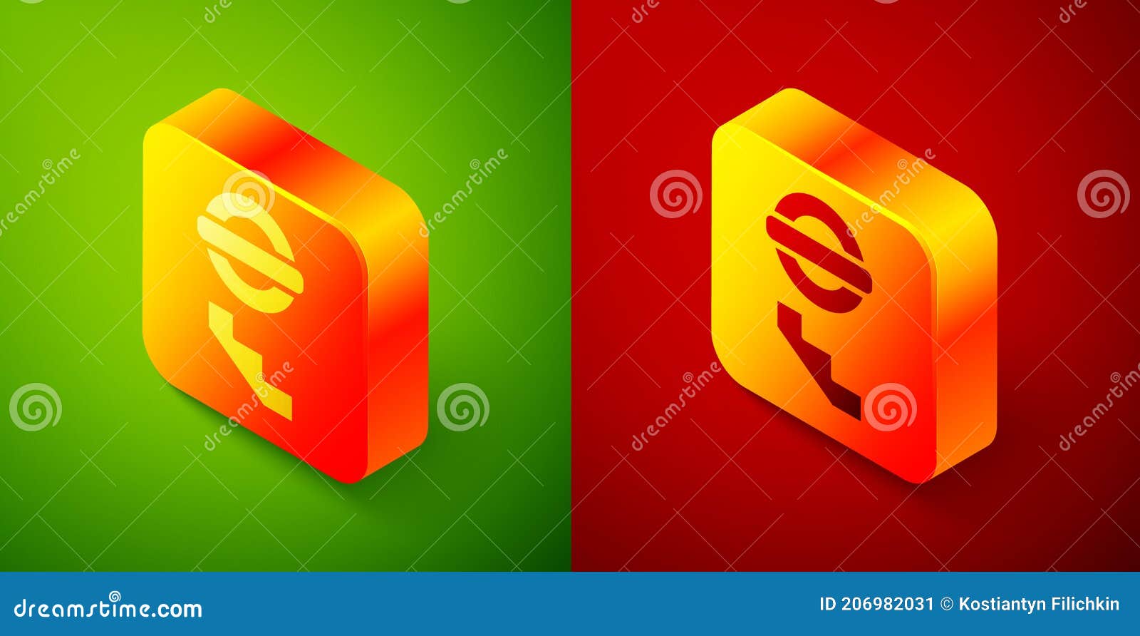 Isometric London Underground Icon Isolated on Green and Red Background ...