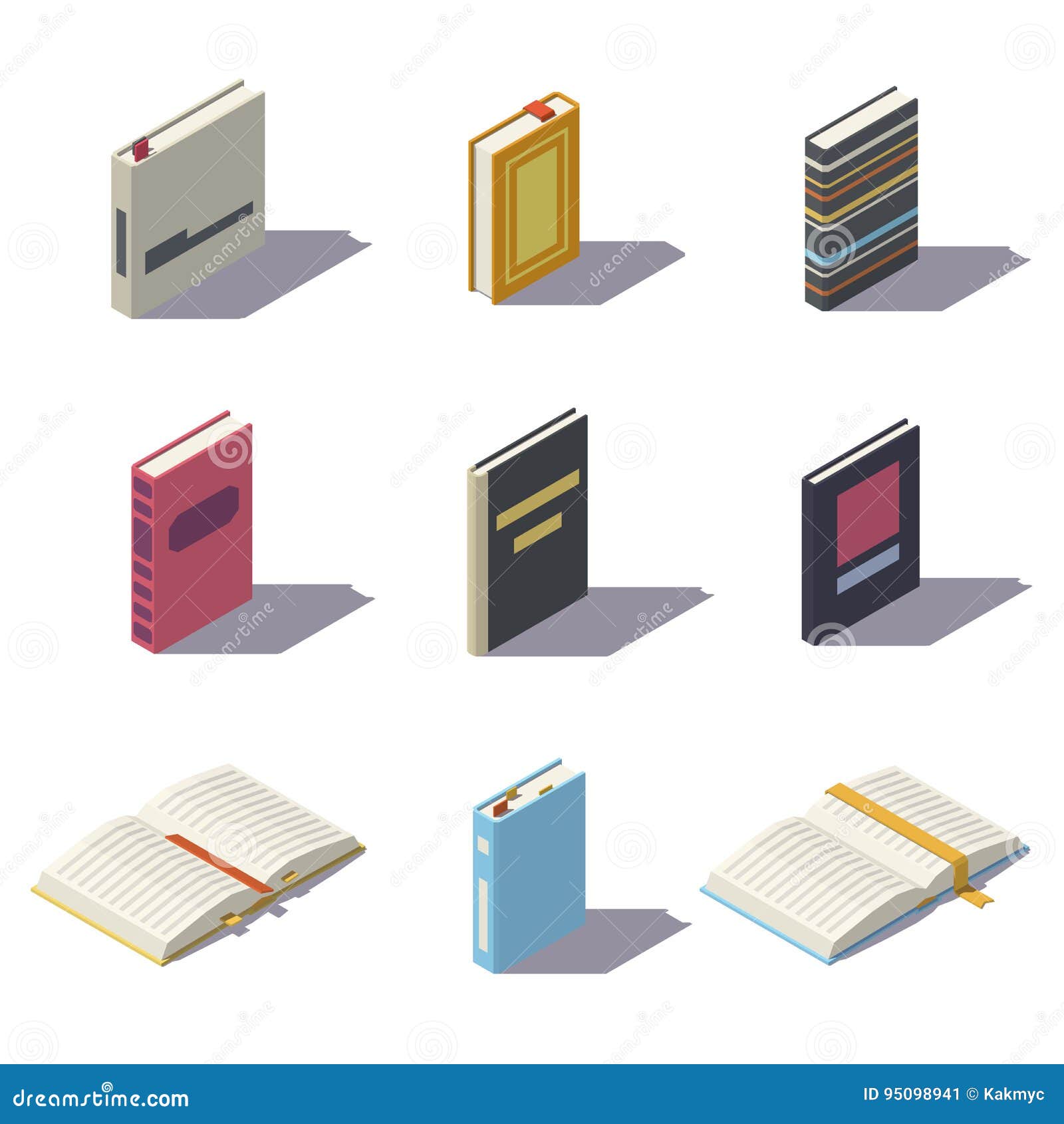 Isometric low poly books stock vector. Illustration of notebook - 95098941
