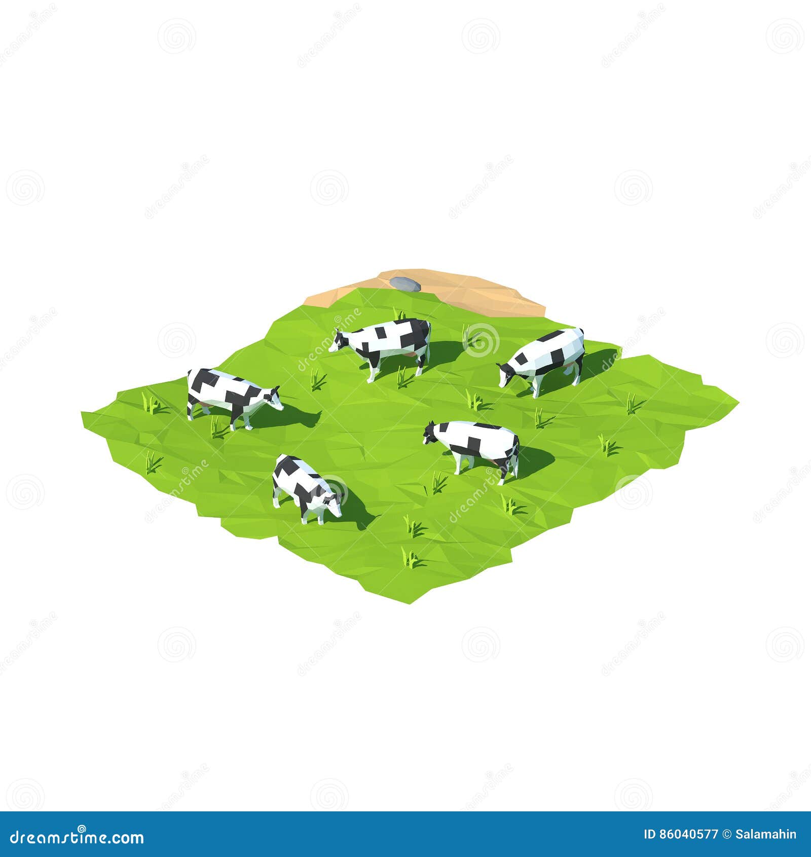 Isometric Low Poly Cow, 3D Rendering Stock Illustration - Illustration ...