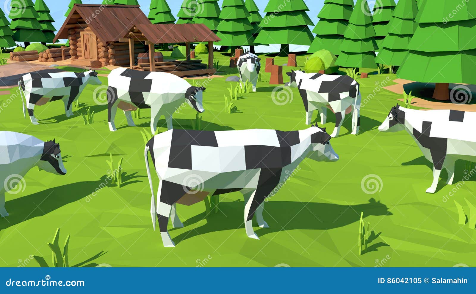 Isometric Low Poly Cow, 3D Rendering Stock Illustration - Illustration ...