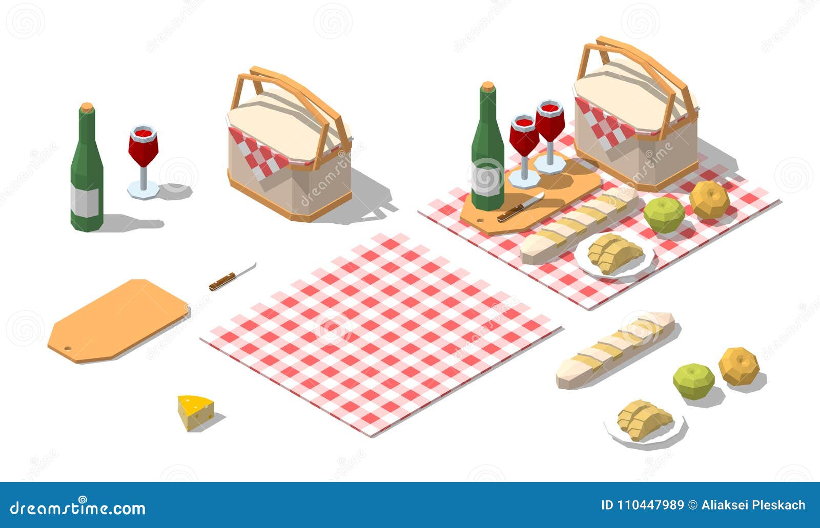 Isometric Low Poly Picnic Food Set. Vector Illustration Stock Vector ... Isometric Low Poly Picnic Food Set. Vector Illustration Stock Vector ...