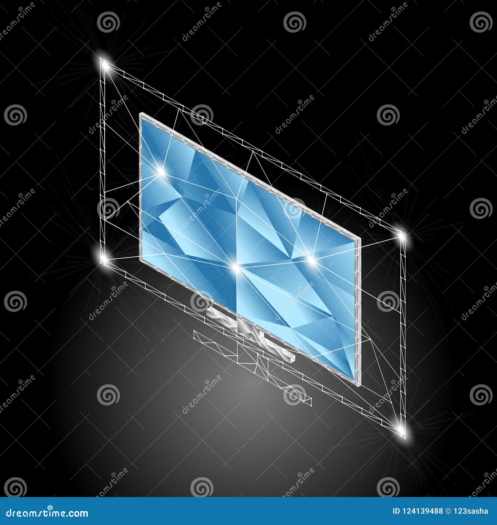 Isometric Low Poly Plasma Tv Set Screen Stock Vector - Illustration of ...