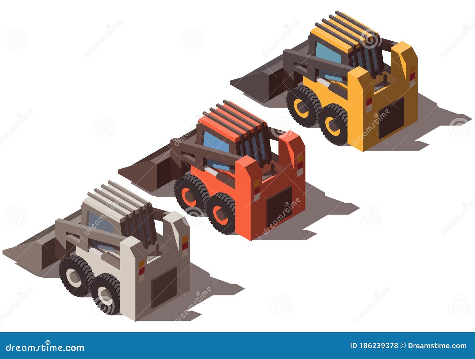 Isometric Low Poly Skid Loader Stock Illustrations – 2 Isometric Low ...