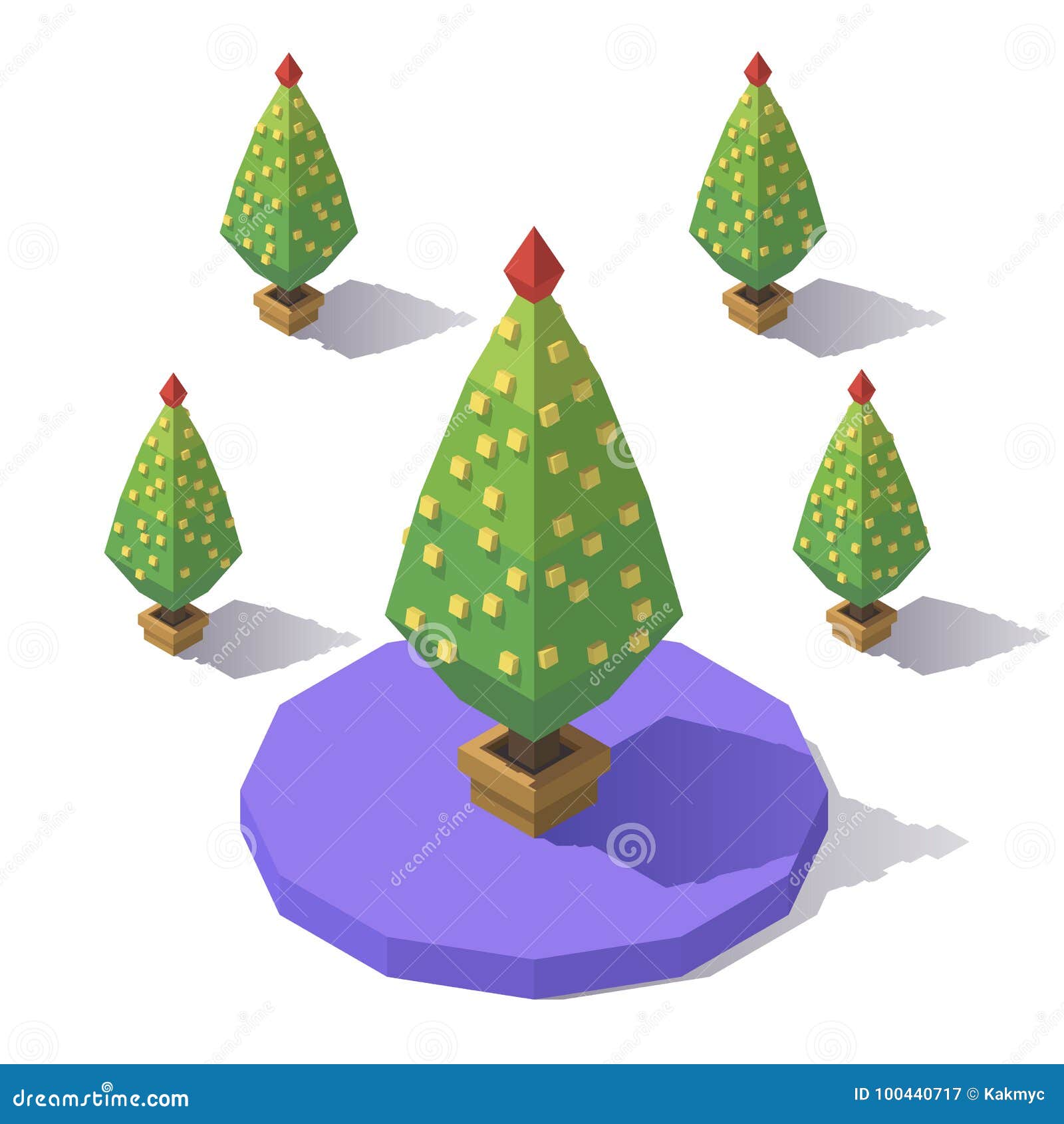 Isometric low poly tree stock vector. Illustration of christmas - 100440717