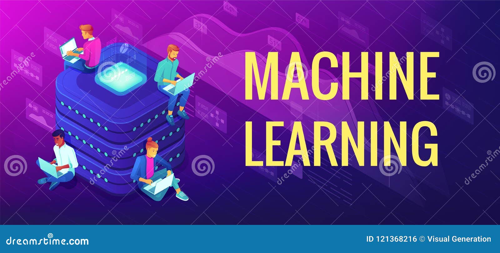 Isometric Machine Learning Concept. Stock Vector - Illustration of ...