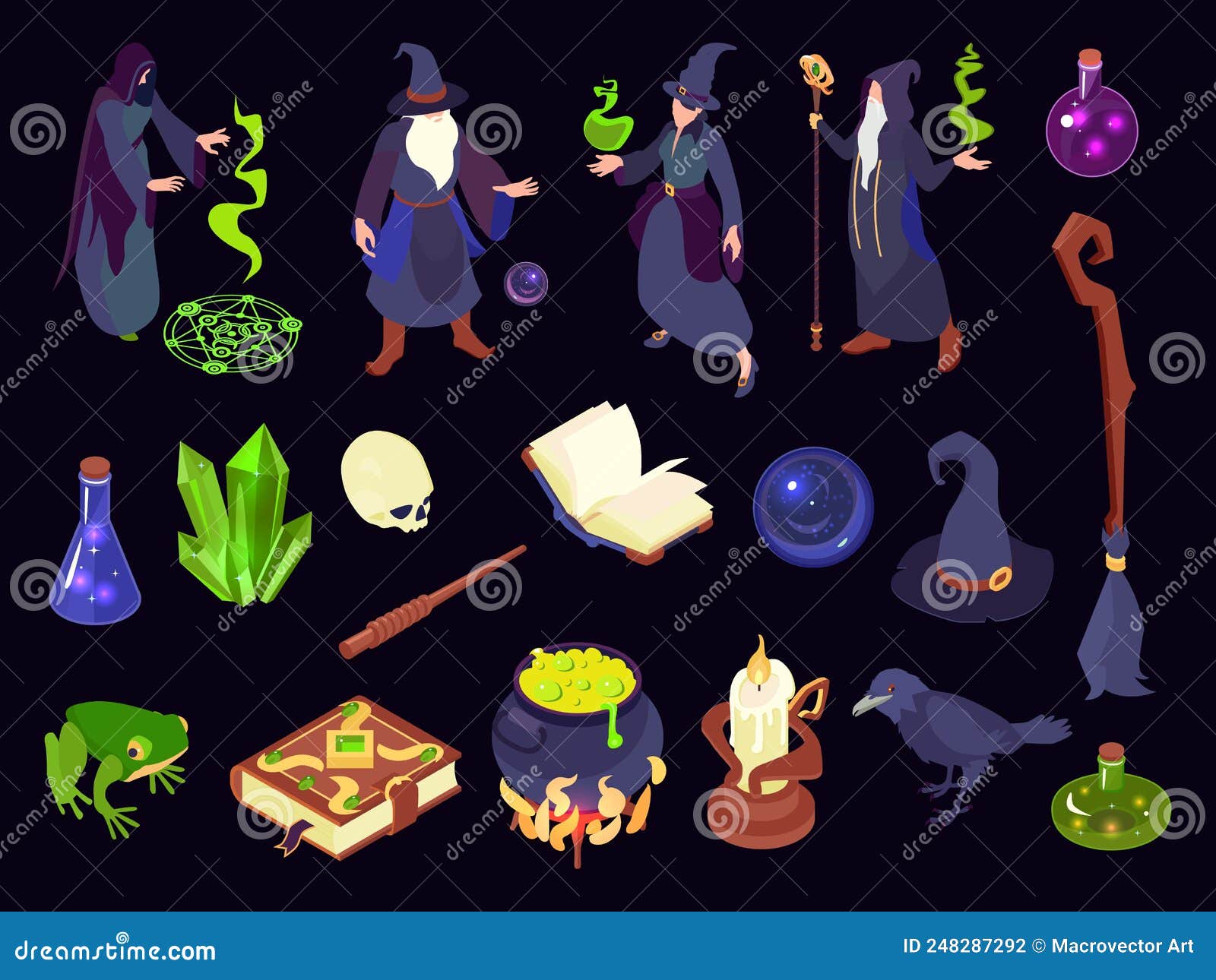 Isometric Magic Set stock vector. Illustration of concept - 248287292