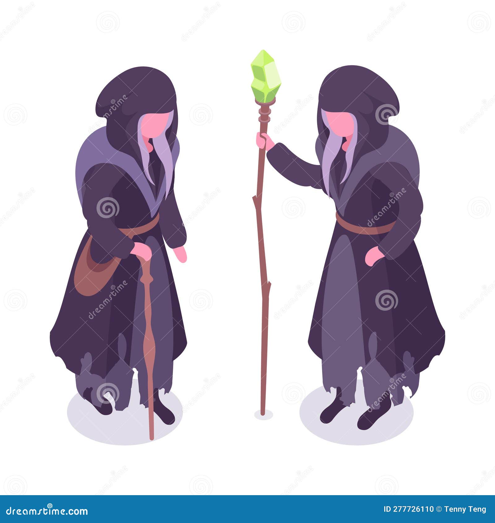 Isometric Witchcraft Magicians. Wizard Characters, Practitioners Of ...