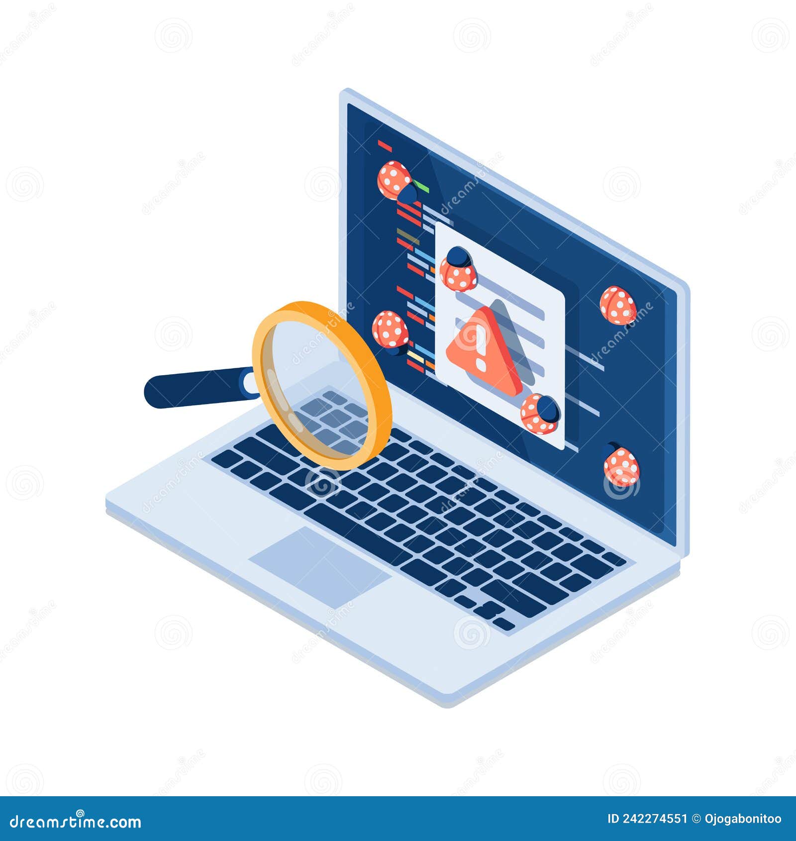 Isometric Magnifier Scanning Bug in the Programming Code Stock Vector ... Isometric Magnifier Scanning Bug in the Programming Code Stock Vector ...