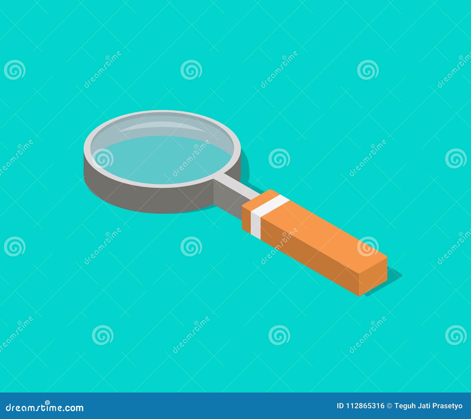 An Isometric Magnifying Glass with Flat Style and Shadow Stock Vector ...