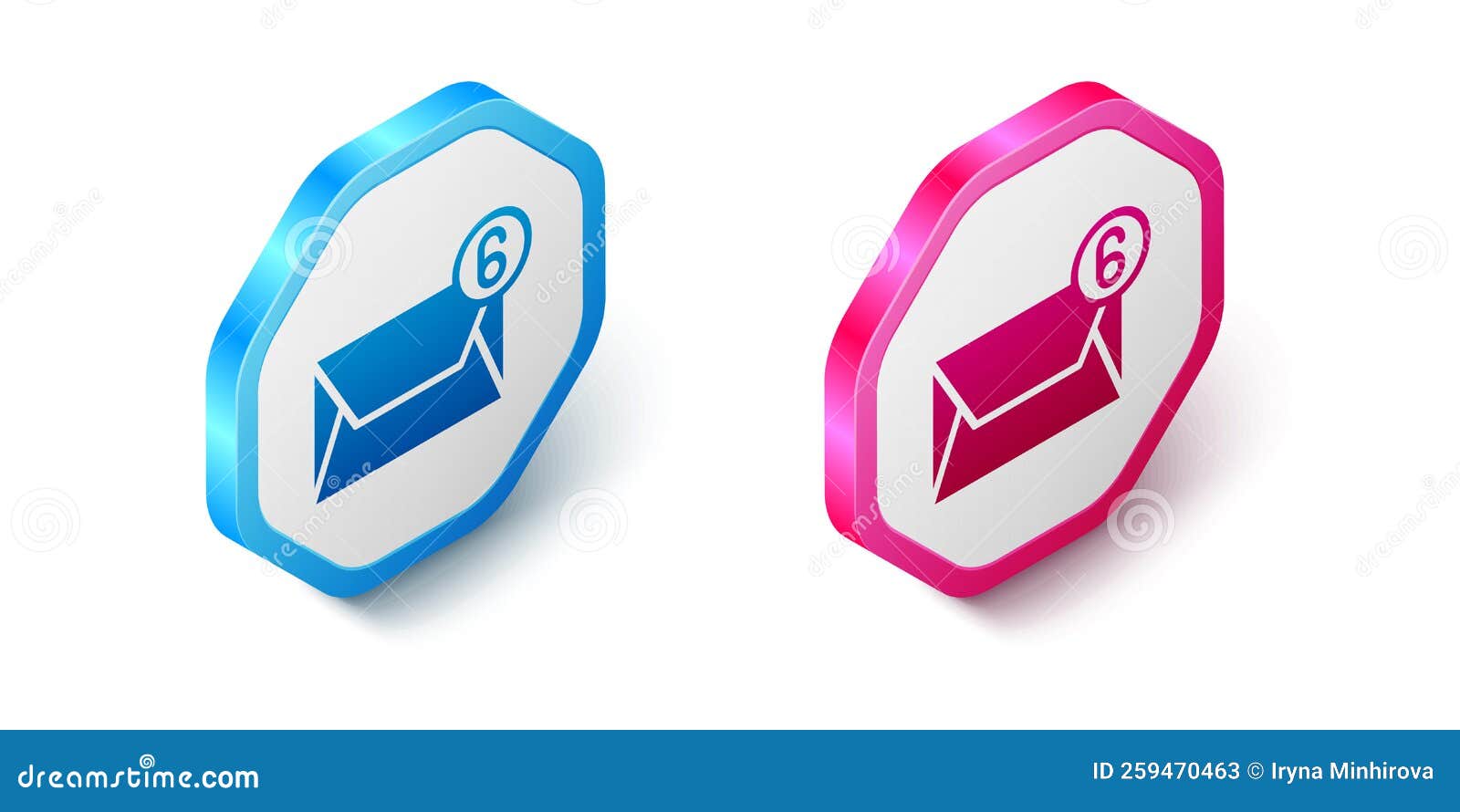 Isometric Mail and E-mail Icon Isolated on White Background. Envelope ...