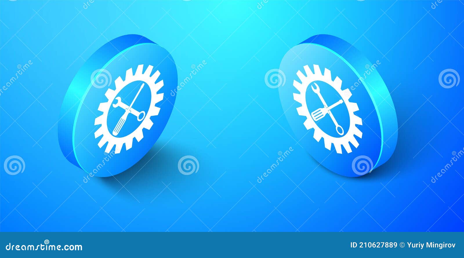 Isometric Maintenance Symbol - Screwdriver, Spanner and Cogwheel Icon ...