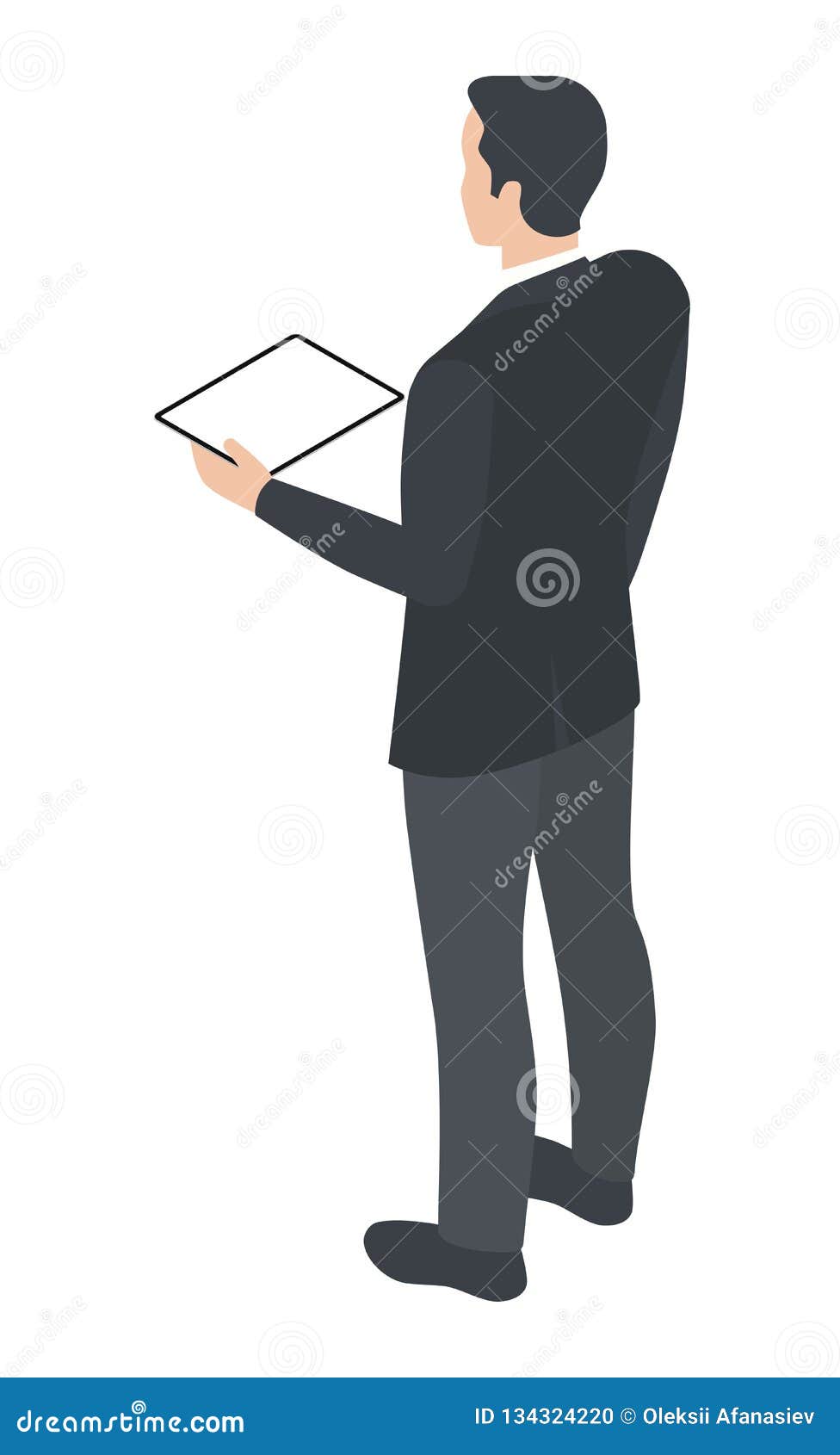 Isometric Man with Tablet PC Stock Vector - Illustration of smart ...