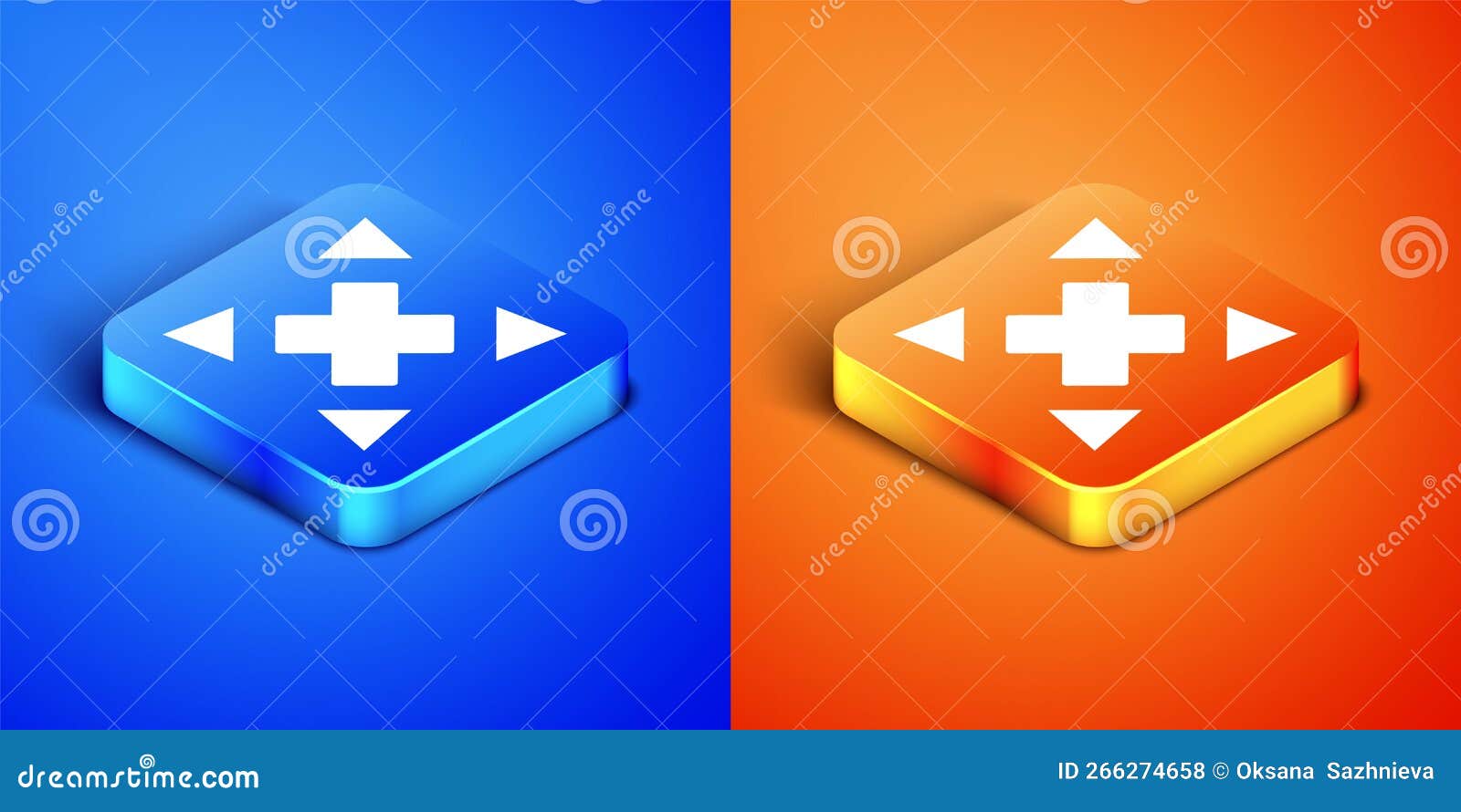 Isometric Many Ways Directional Arrow Icon Isolated On White Background ...