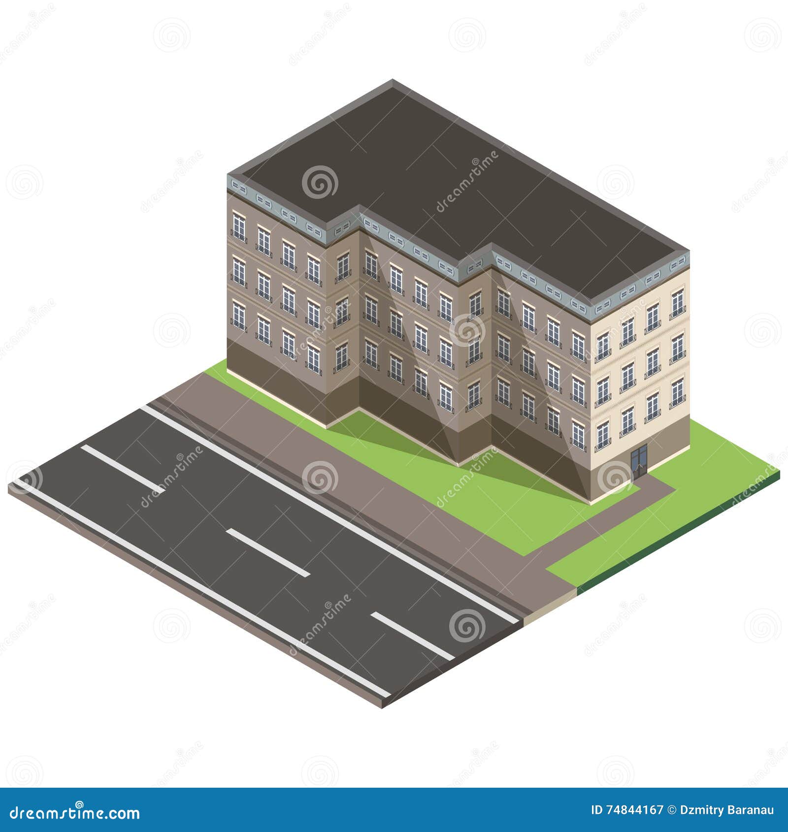 Isometric Map Building with Road Stock Vector - Illustration of ...