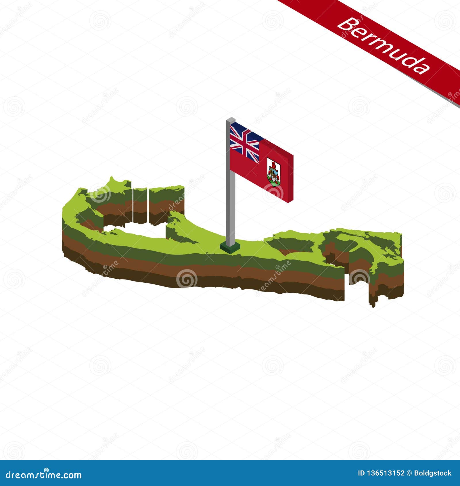 Bermuda Isometric Map and Flag. Vector Illustration Stock Vector ...
