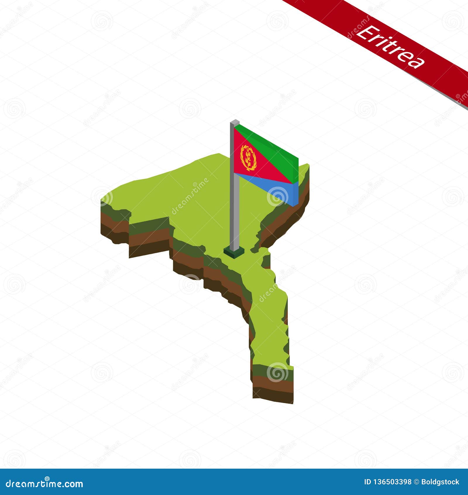 Eritrea Isometric Map and Flag. Vector Illustration Stock Vector - Illustration of national ...