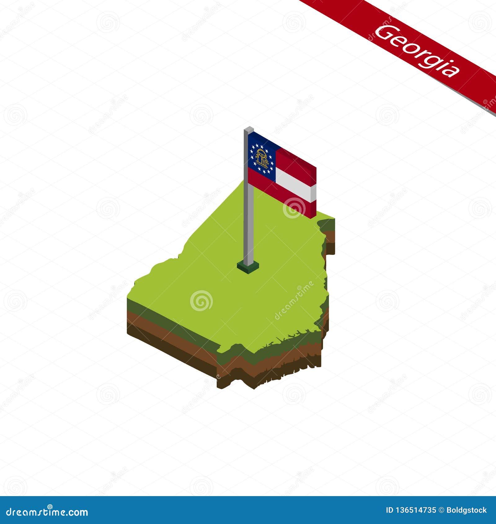 Georgia Isometric Map and Flag. Vector Illustration Stock Vector ...