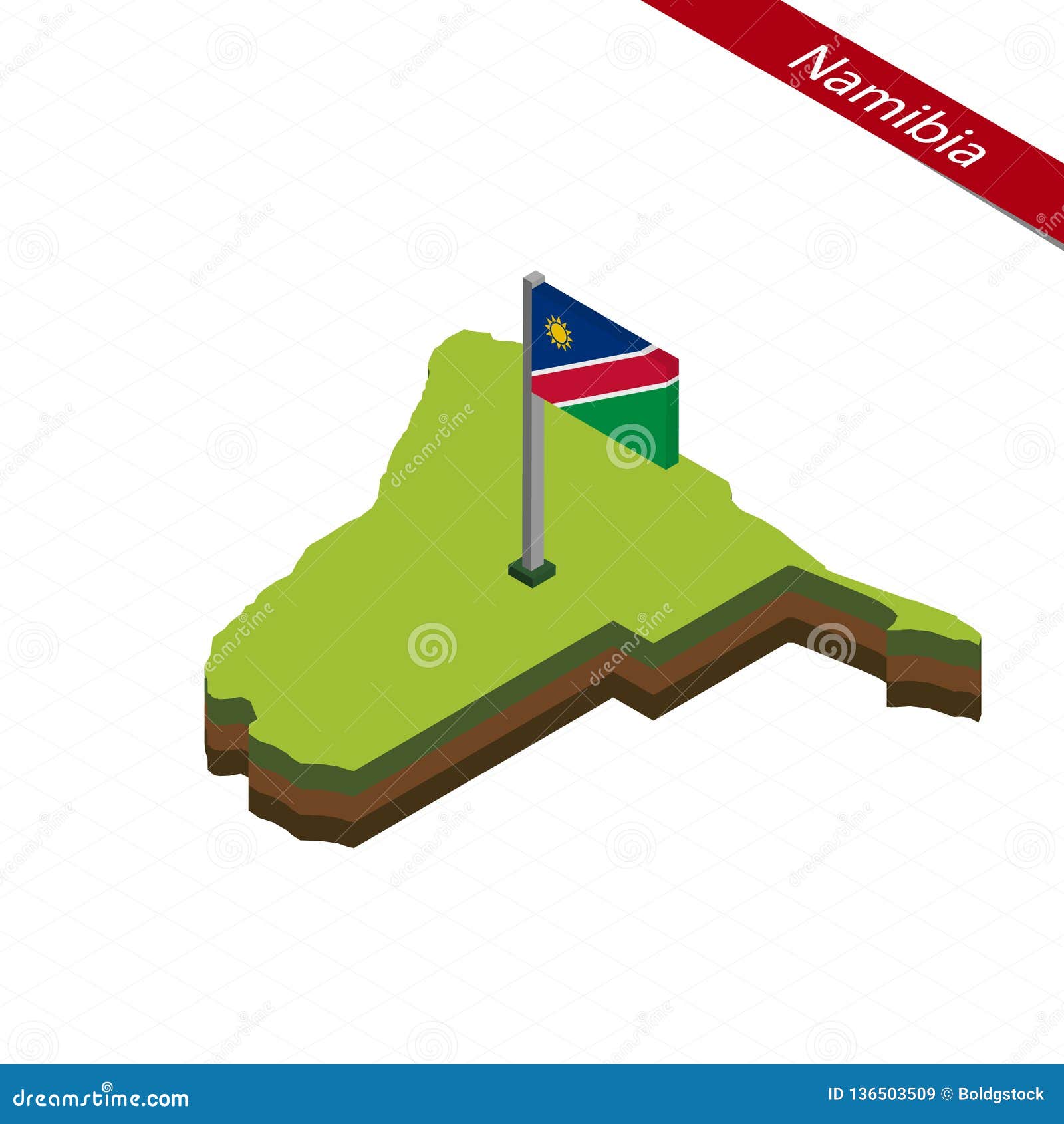 Namibia Isometric Map and Flag. Vector Illustration Stock Vector ...