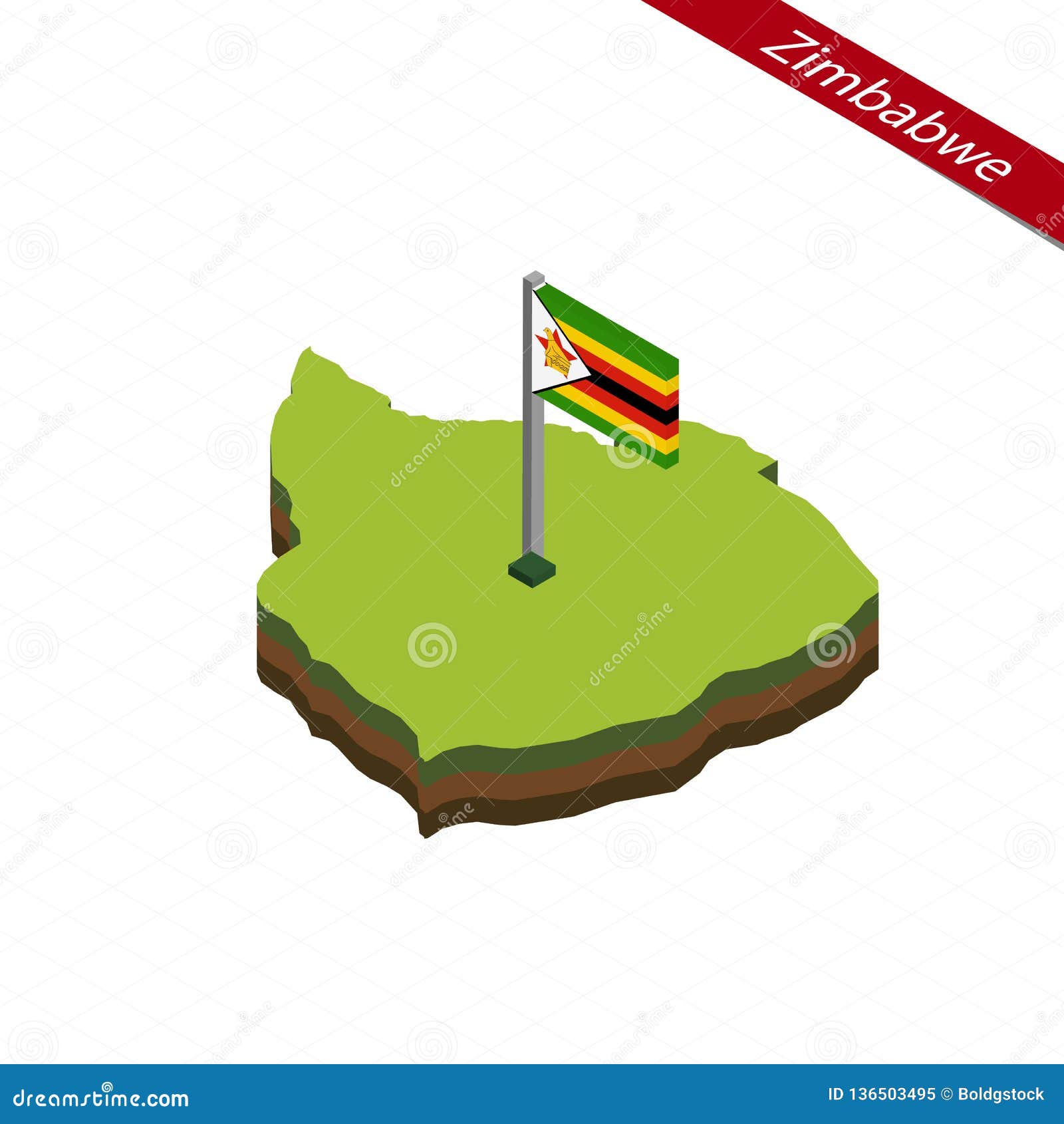 Zimbabwe Isometric Map and Flag. Vector Illustration Stock Vector ...