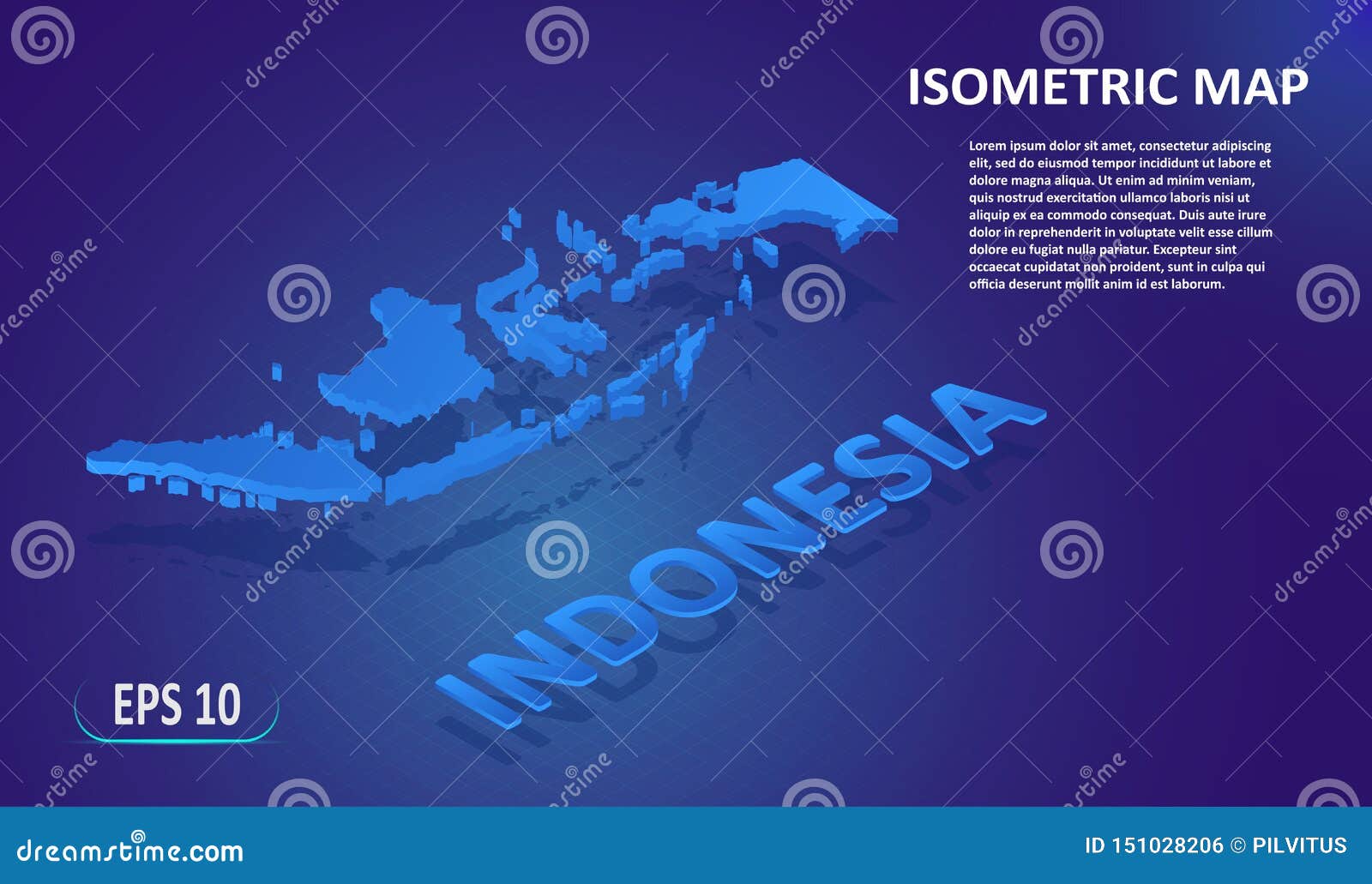 Isometric Map of the INDONESIA. Stylized Flat Map of the Country on ...