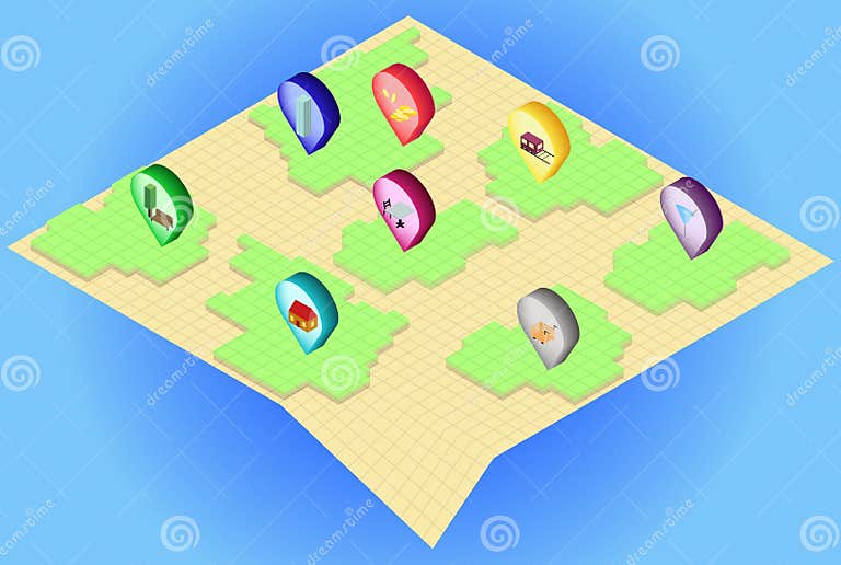 Isometric Map with Isometric Pins on it Stock Vector - Illustration of ...