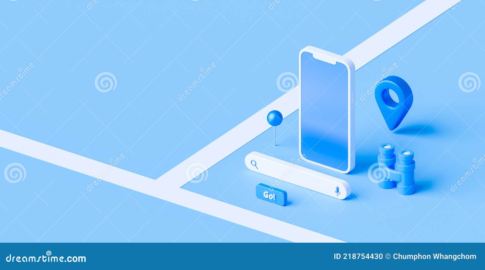 Isometric of Map and Location Pin or Navigation Icon Sign on Blue ...