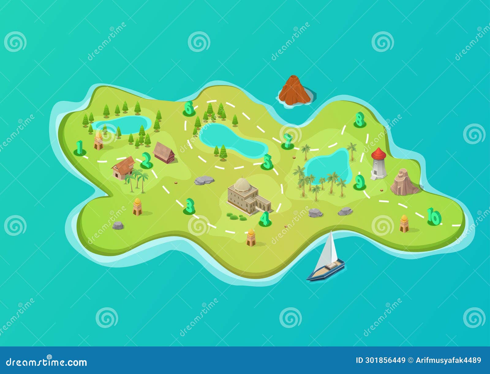 Isometric Map for a Mobile Game Stock Vector - Illustration of icon ...