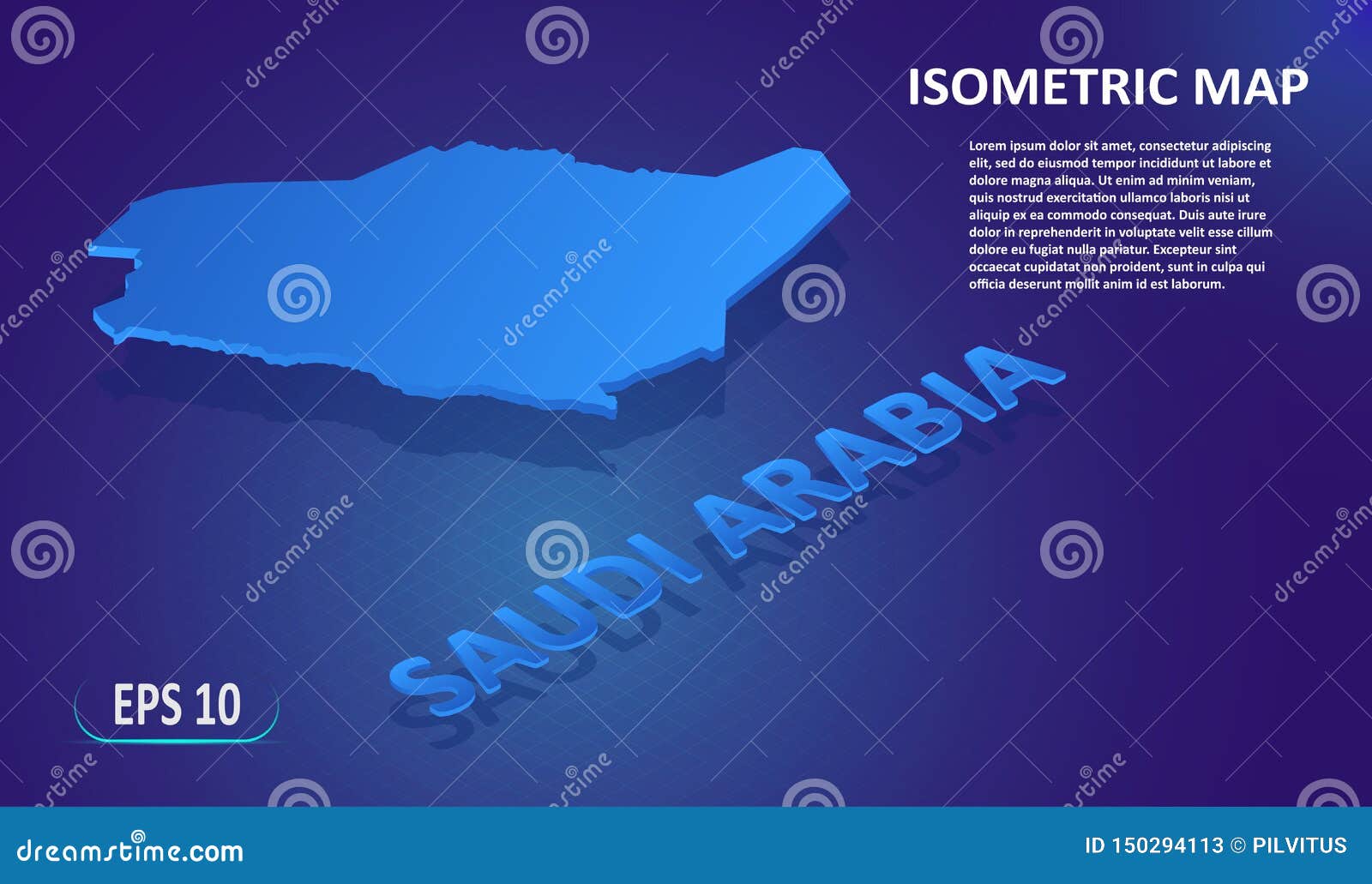 Isometric Map of the SAUDI ARABIA. Stylized Flat Map of the Country on ...