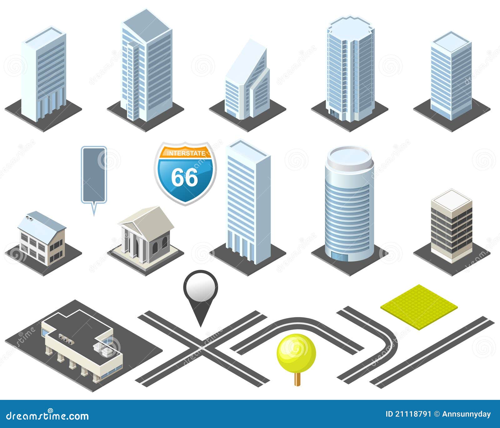 Isometric Map Toolkit Downtown Stock Vector - Illustration of district ...