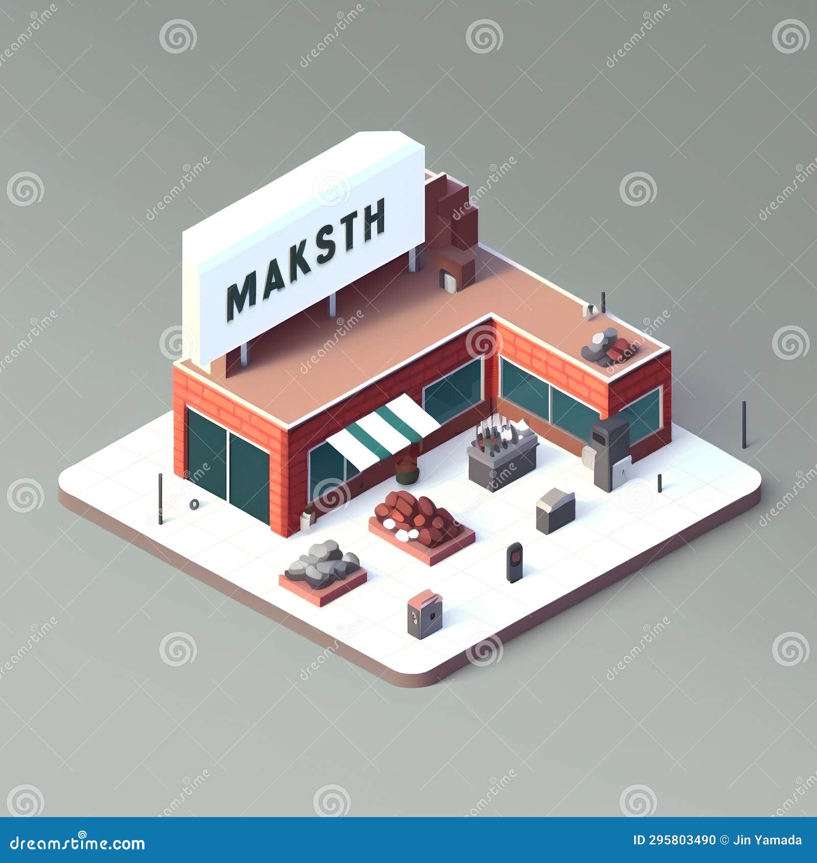 Isometric Market Store. Vector Illustration of a Isometric Market Stock ...
