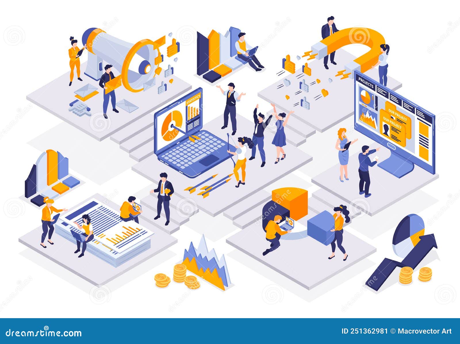Isometric Marketing Strategy Composition Stock Vector - Illustration of ...