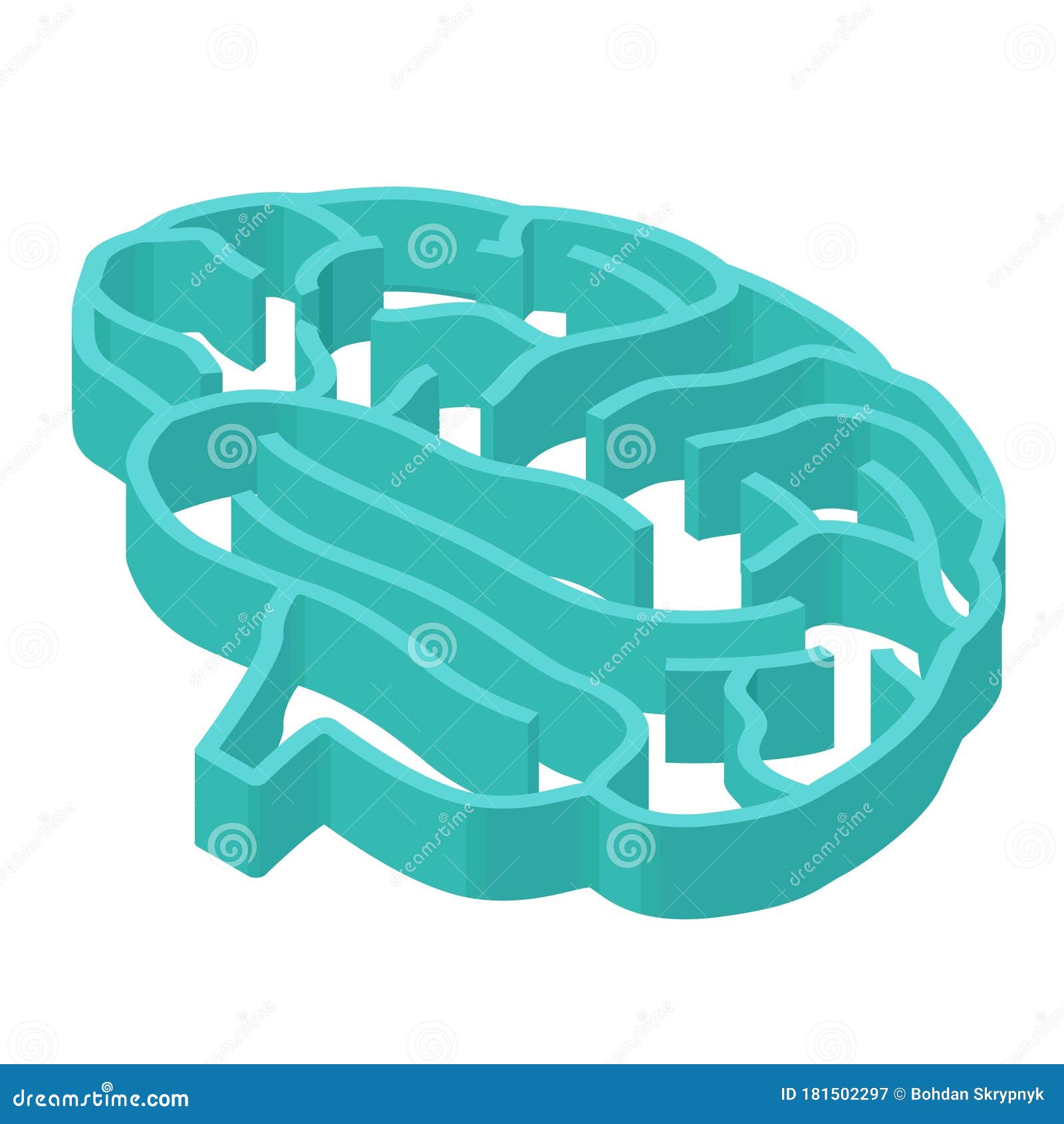 Isometric Maze Brain Vector Graphic Illustration. Realistic Model of ...