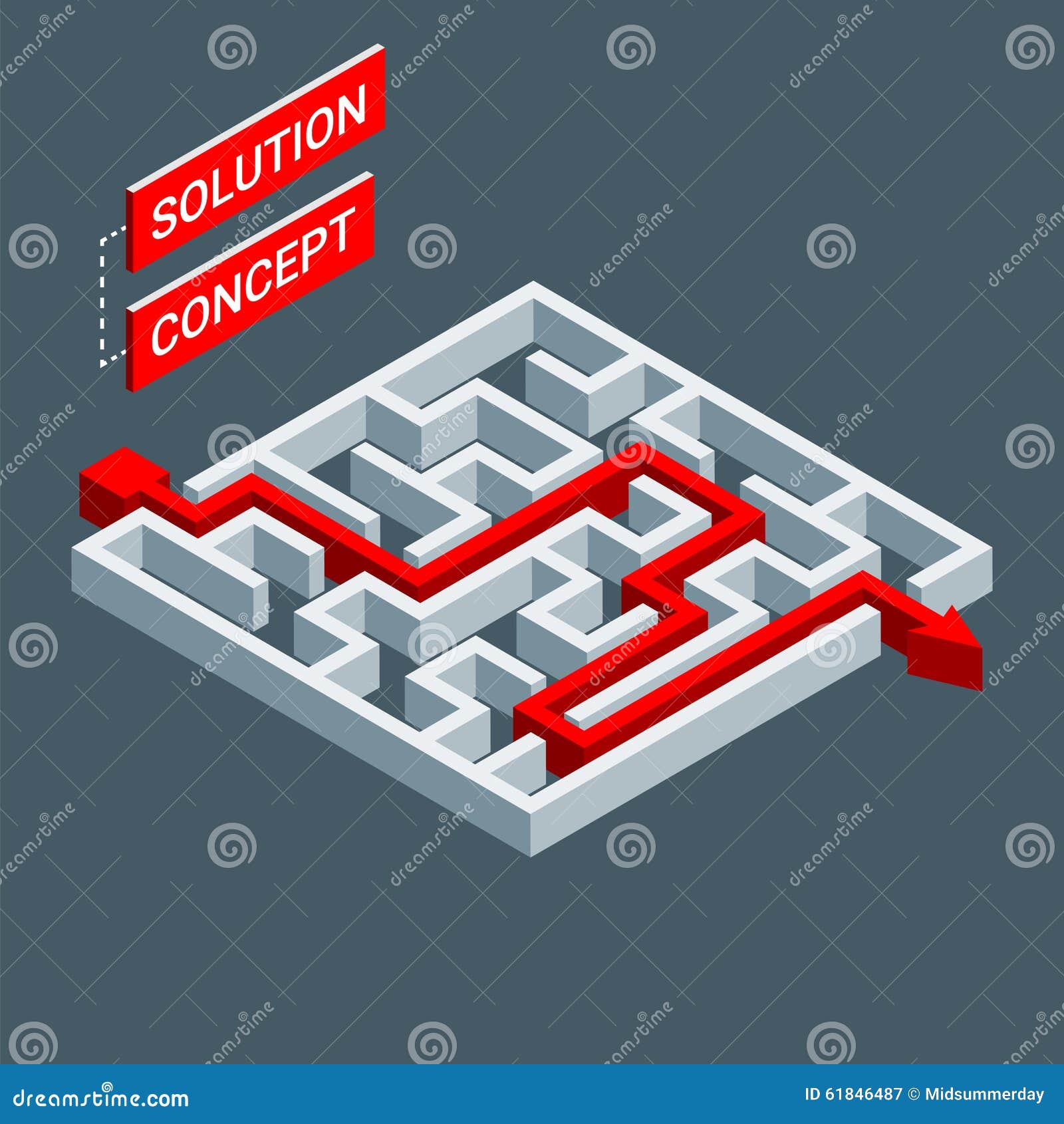 Isometric Maze, Labyrinth Solution Concept. Infographic Template Stock ...